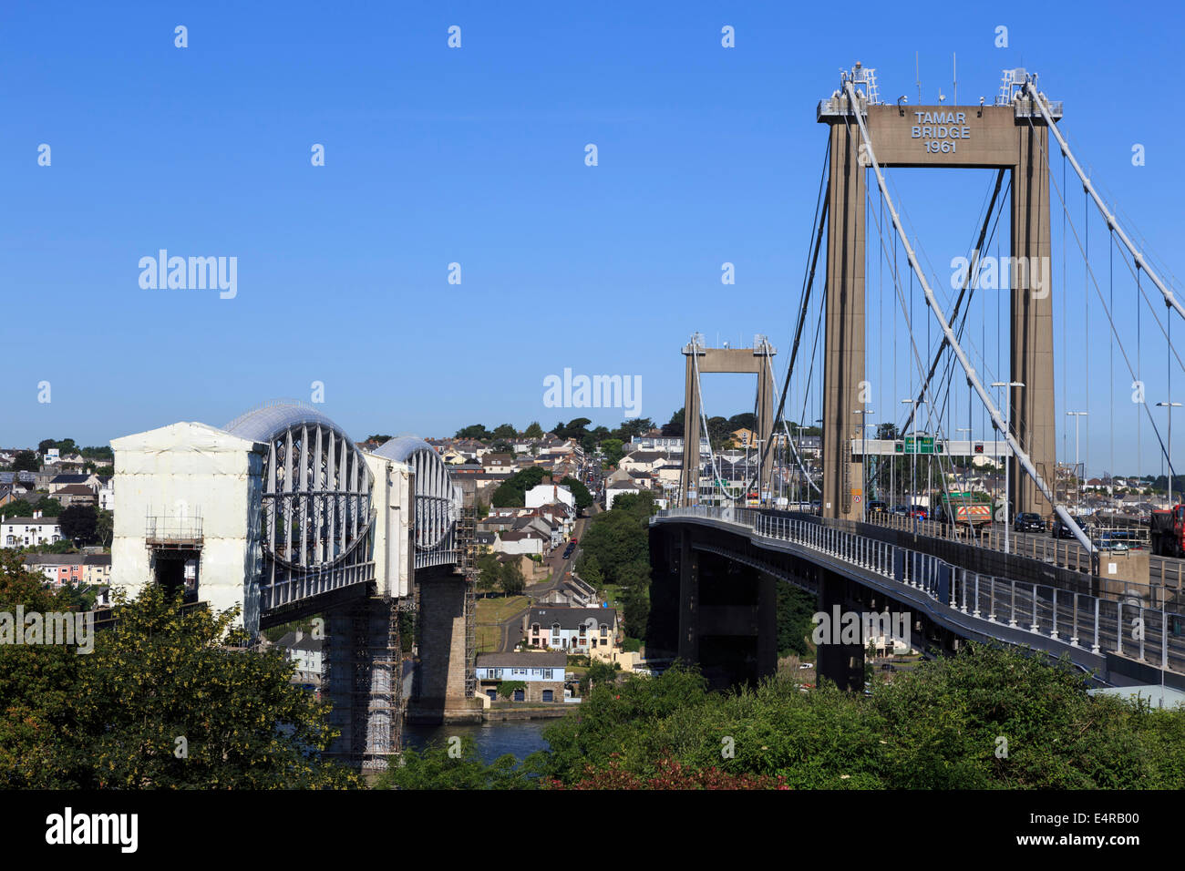 River Tamar Bridges - Royal Albert Rail Bridge and Tamar Road Bridge ...