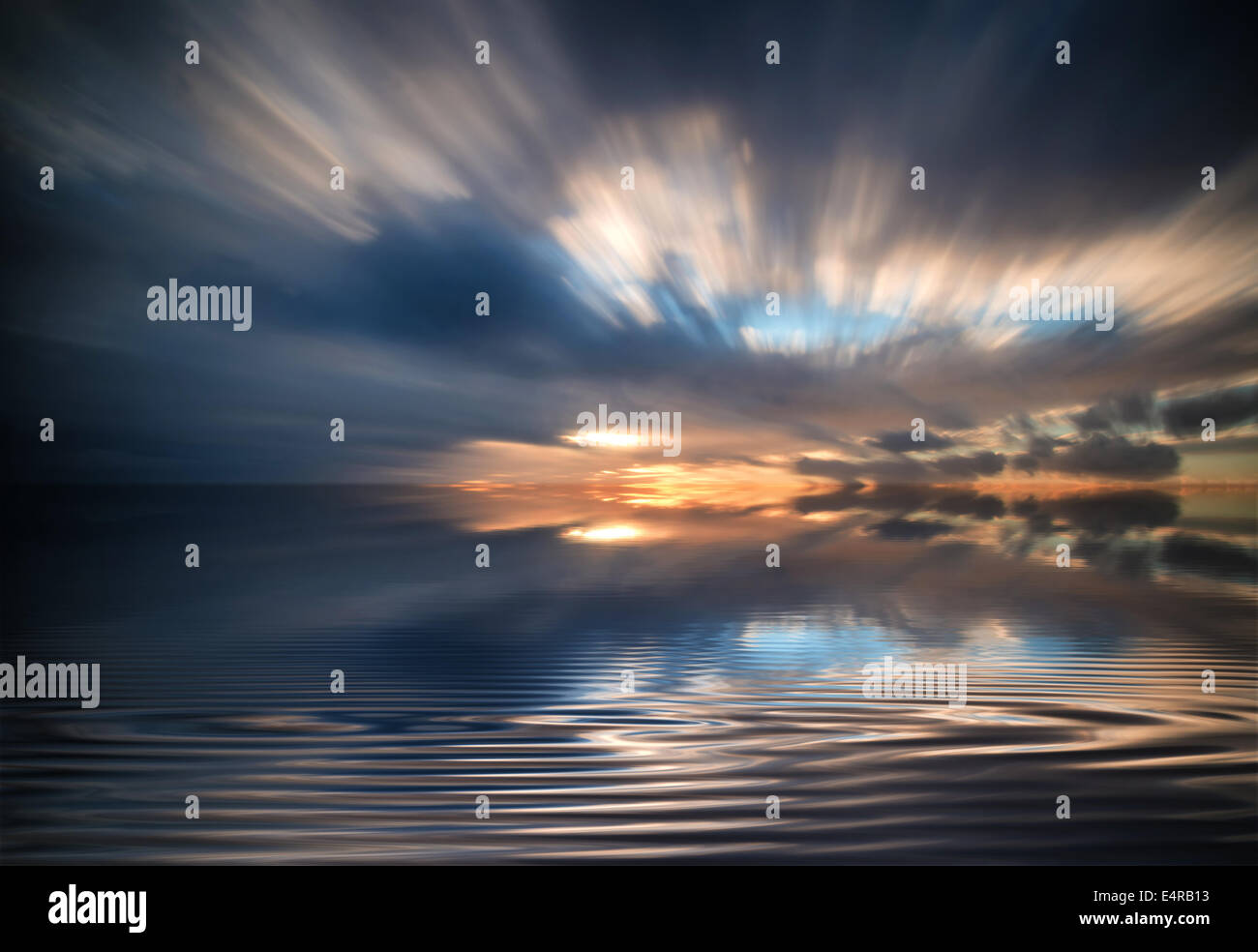 Stunning long exposure landscape image of sunset reflected in sea Stock ...