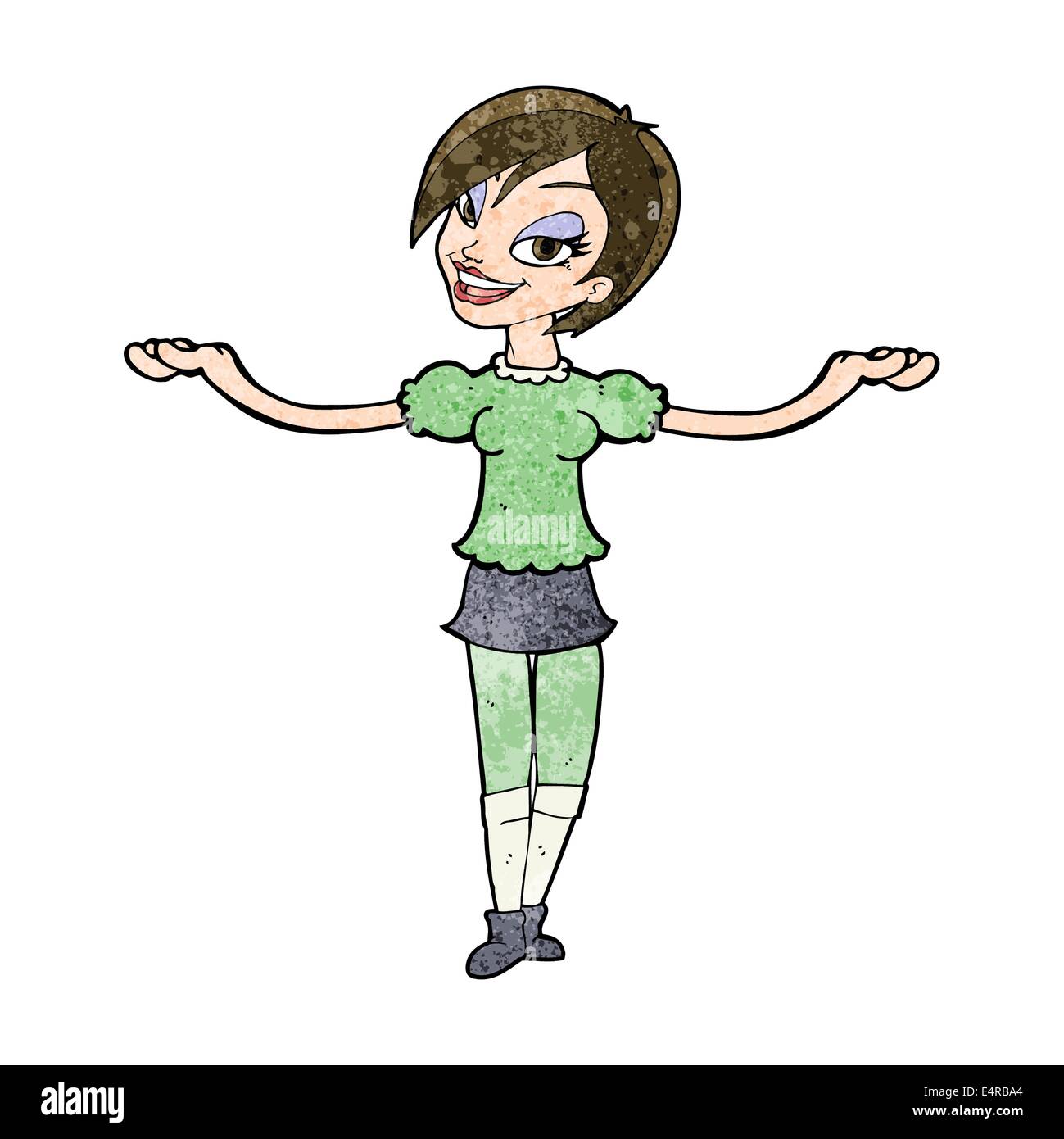 cartoon woman making open arm gesture Stock Vector Image & Art - Alamy