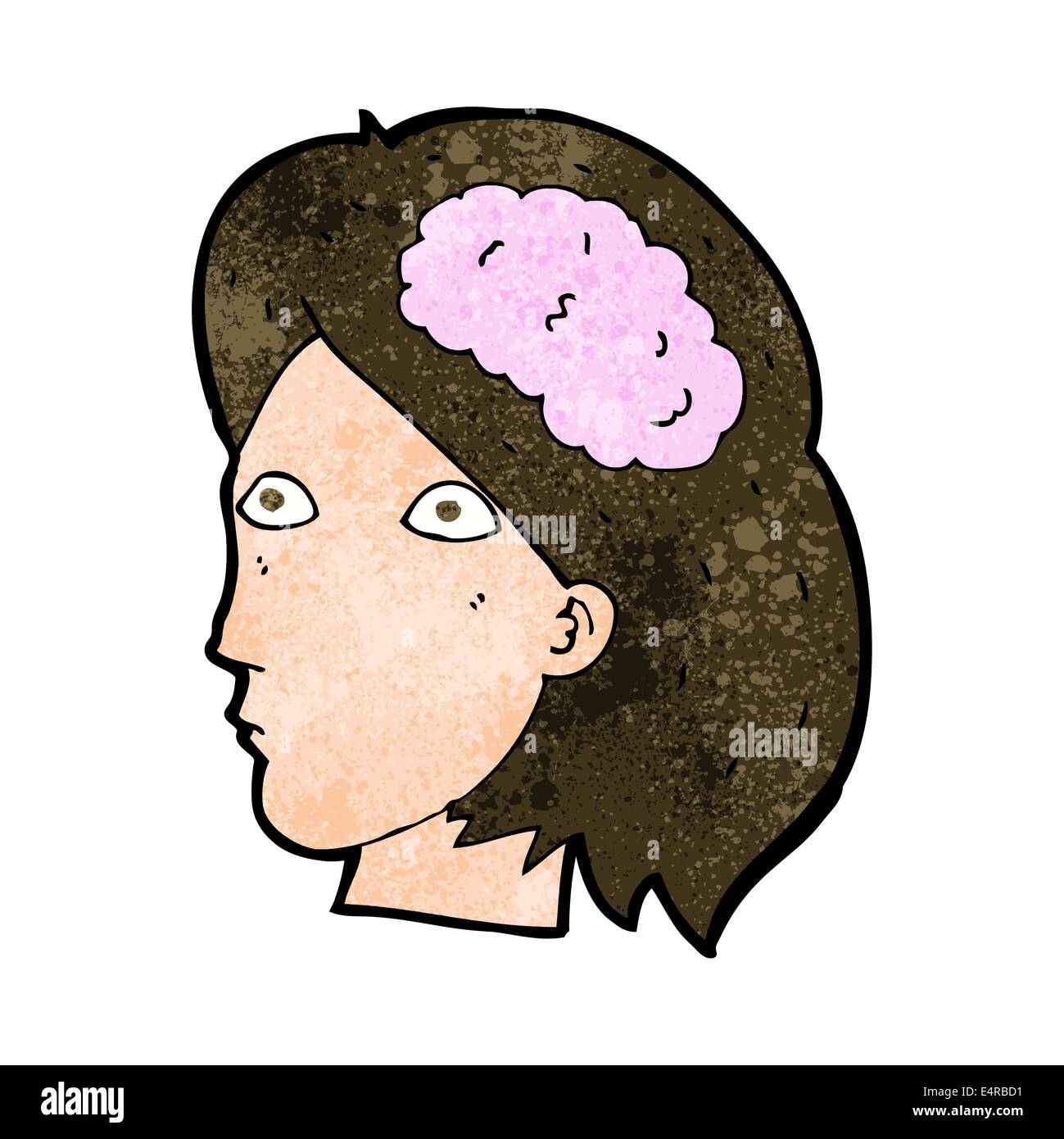 cartoon female head with brain symbol Stock Vector Image & Art - Alamy