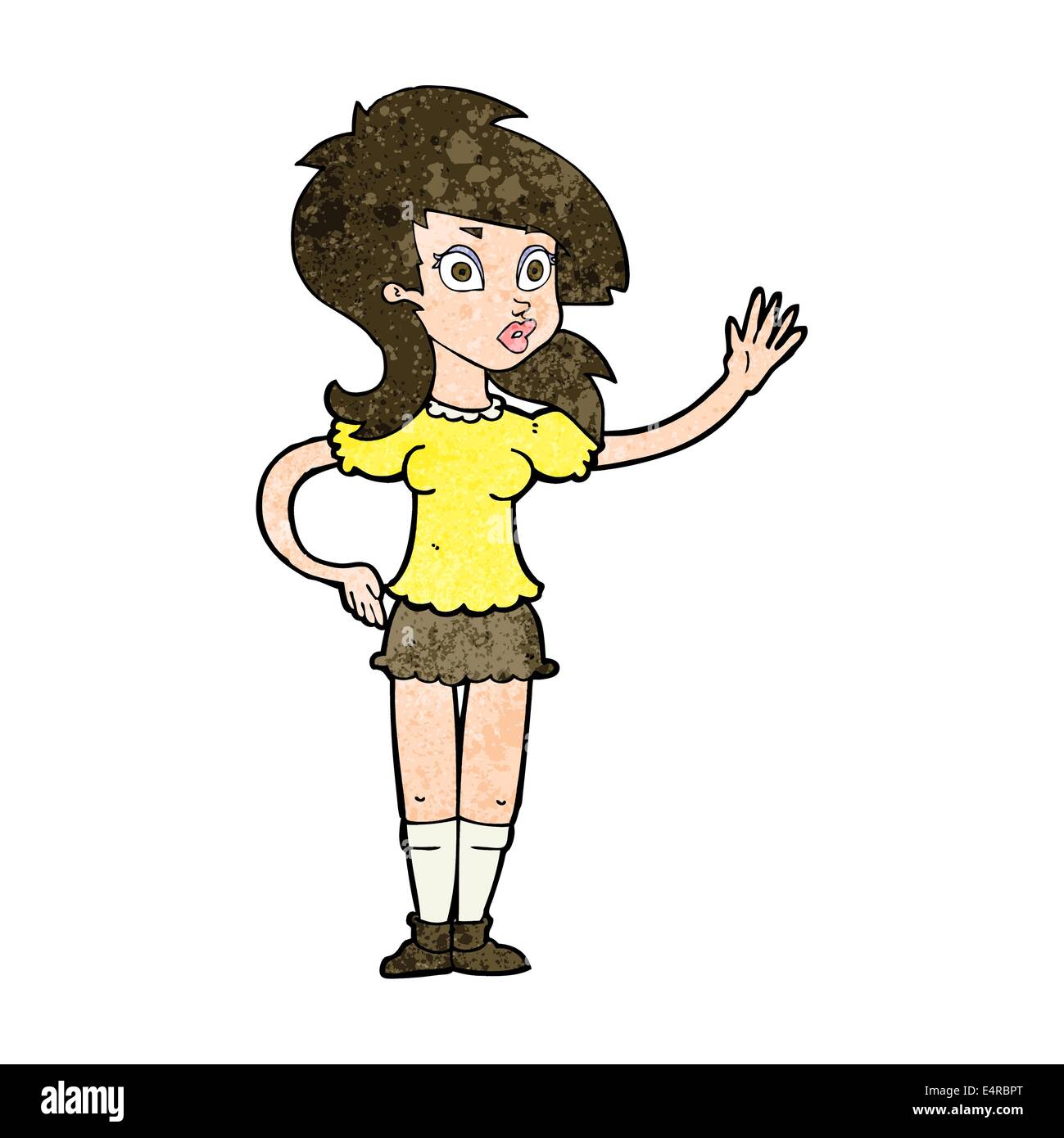 cartoon pretty woman waving for attention Stock Vector Image & Art - Alamy