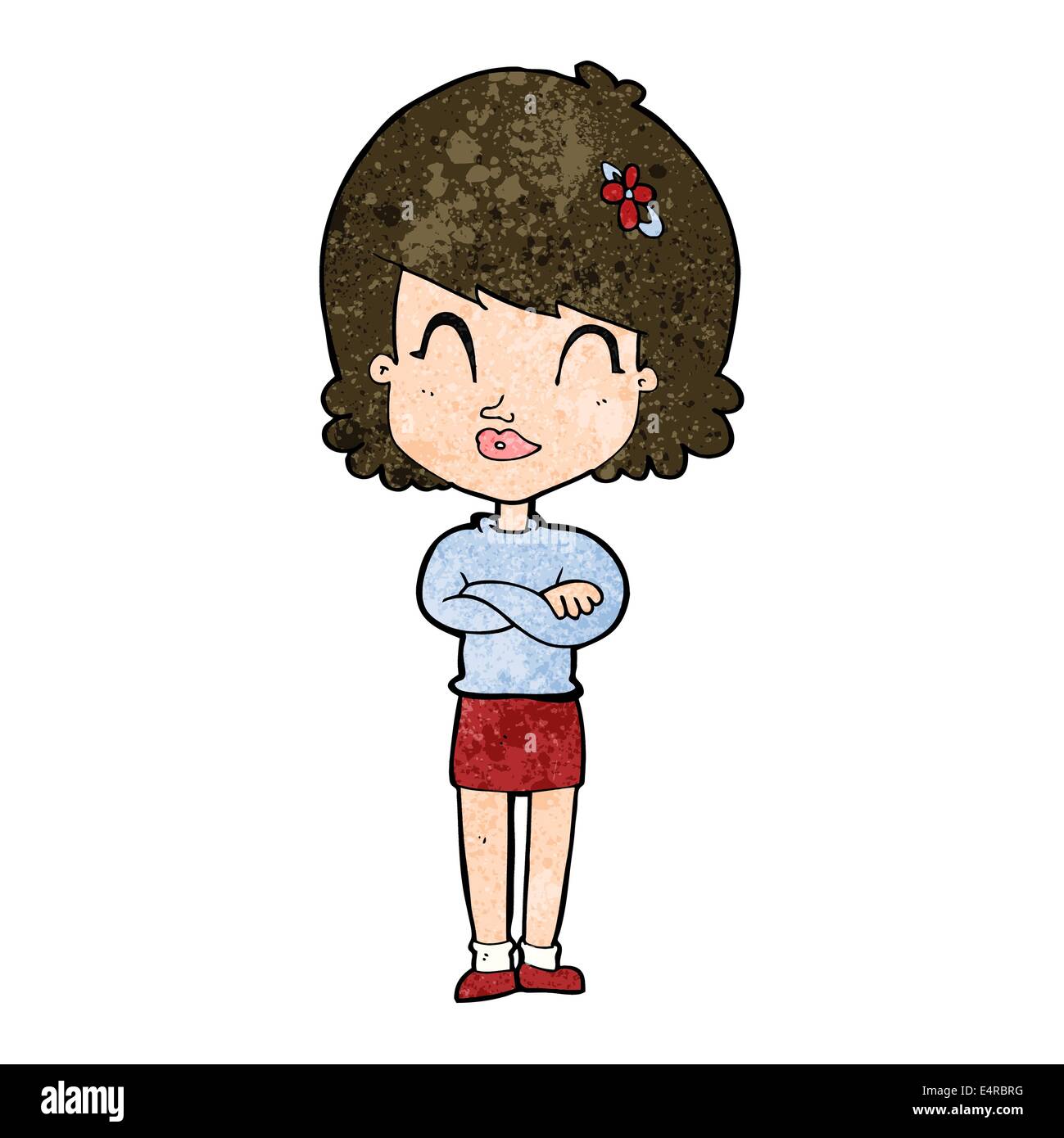 cartoon happy woman with folded arms Stock Vector Image & Art - Alamy