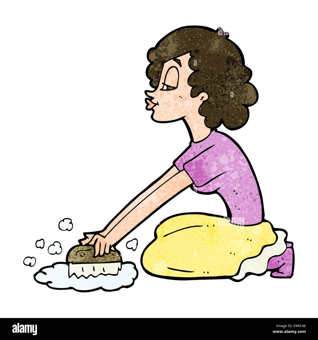 cartoon woman scrubbing floor Stock Vector Image & Art - Alamy