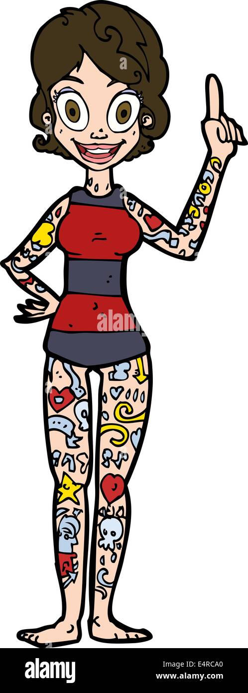 cartoon woman covered in tattoos Stock Vector Image & Art - Alamy
