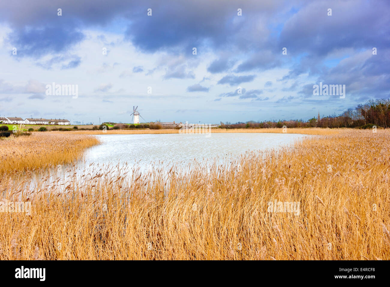 Rural Scene of Skerries Traditional Old Windmill Stock Photo - Alamy