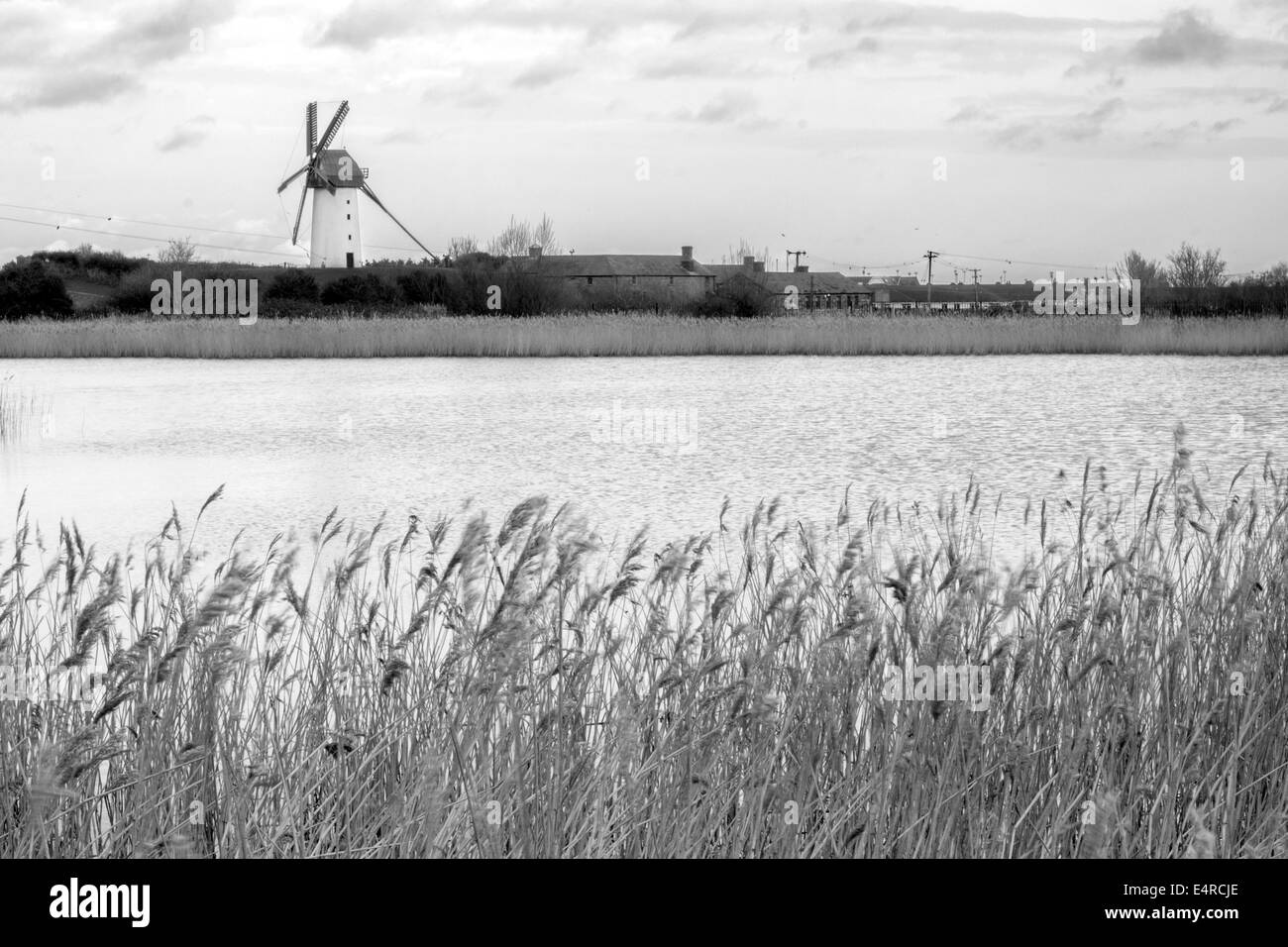 Rural Scene of Skerries Traditional Old Windmill Stock Photo - Alamy