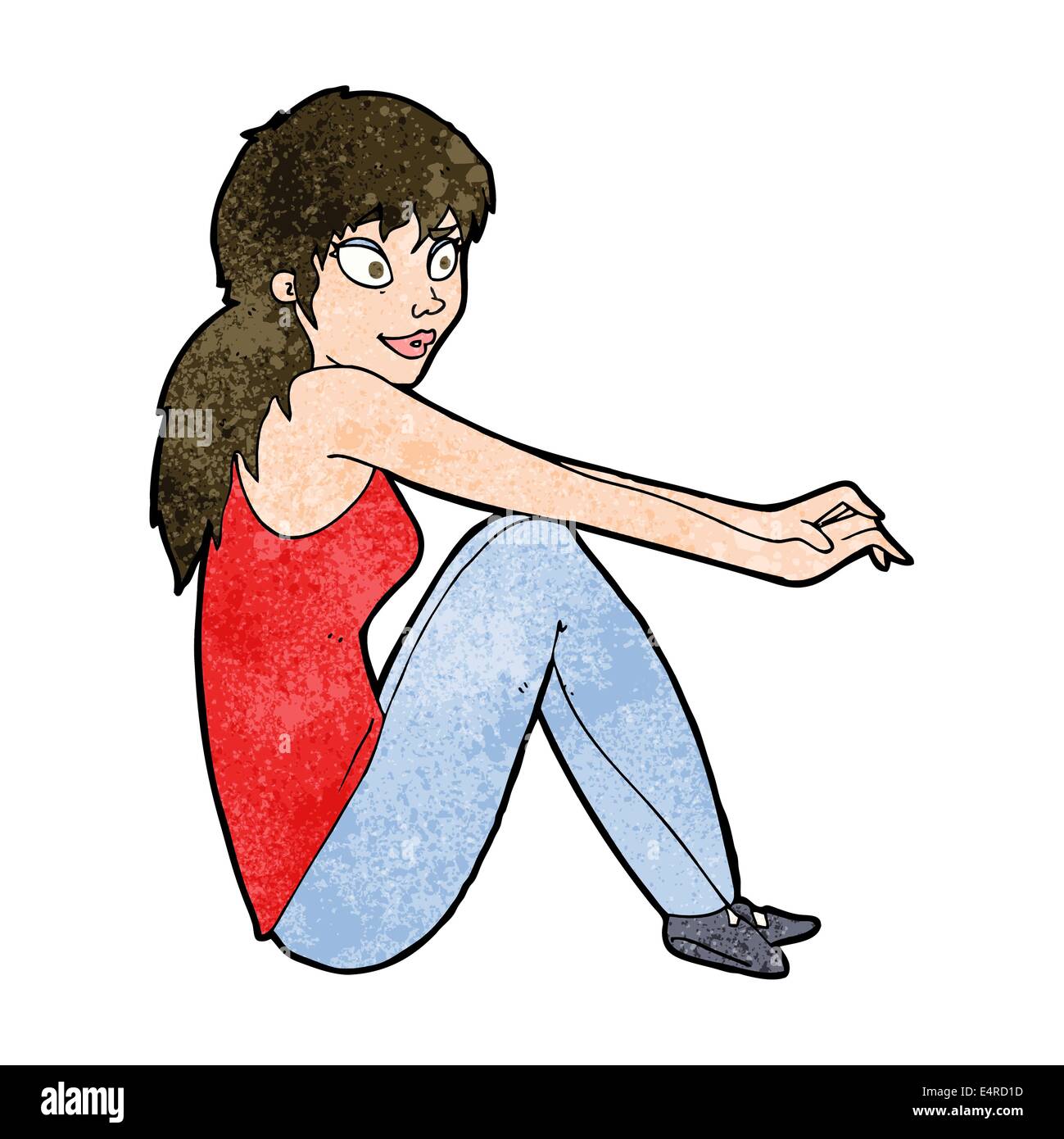 cartoon happy woman sitting Stock Vector Image & Art - Alamy