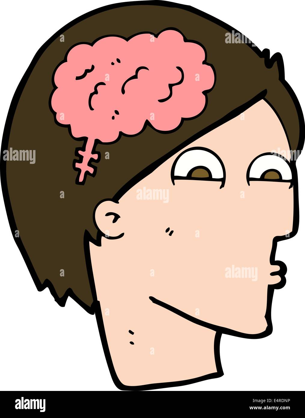 cartoon head with brain symbol Stock Vector Image & Art - Alamy