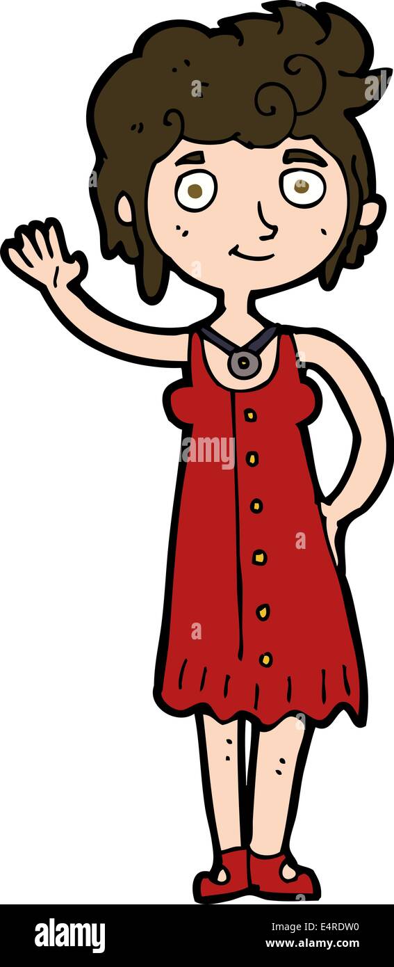 cartoon hippie woman waving Stock Vector Image & Art - Alamy