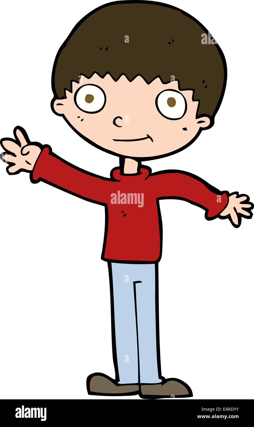 cartoon happy waving boy Stock Vector Image & Art - Alamy