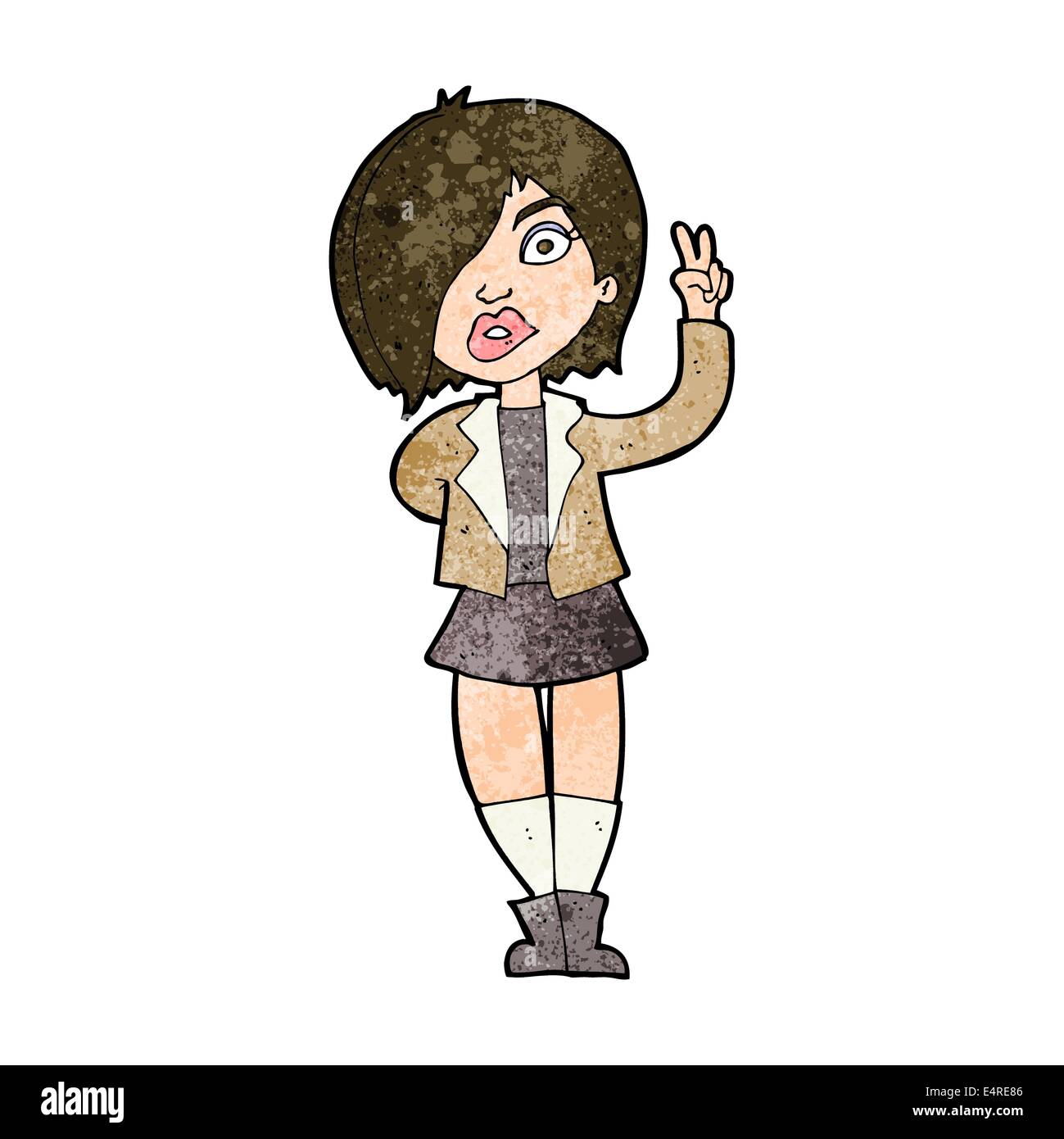 cartoon cool girl giving peace sign Stock Vector Image & Art - Alamy