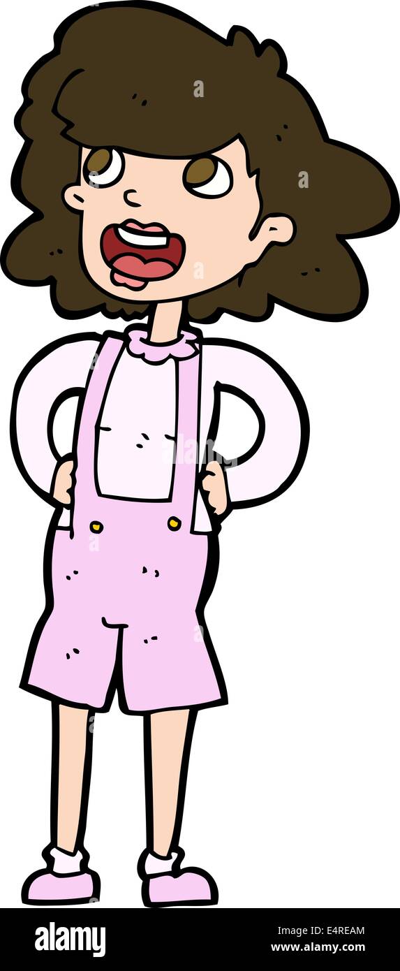 cartoon woman in dungarees Stock Vector Image & Art - Alamy