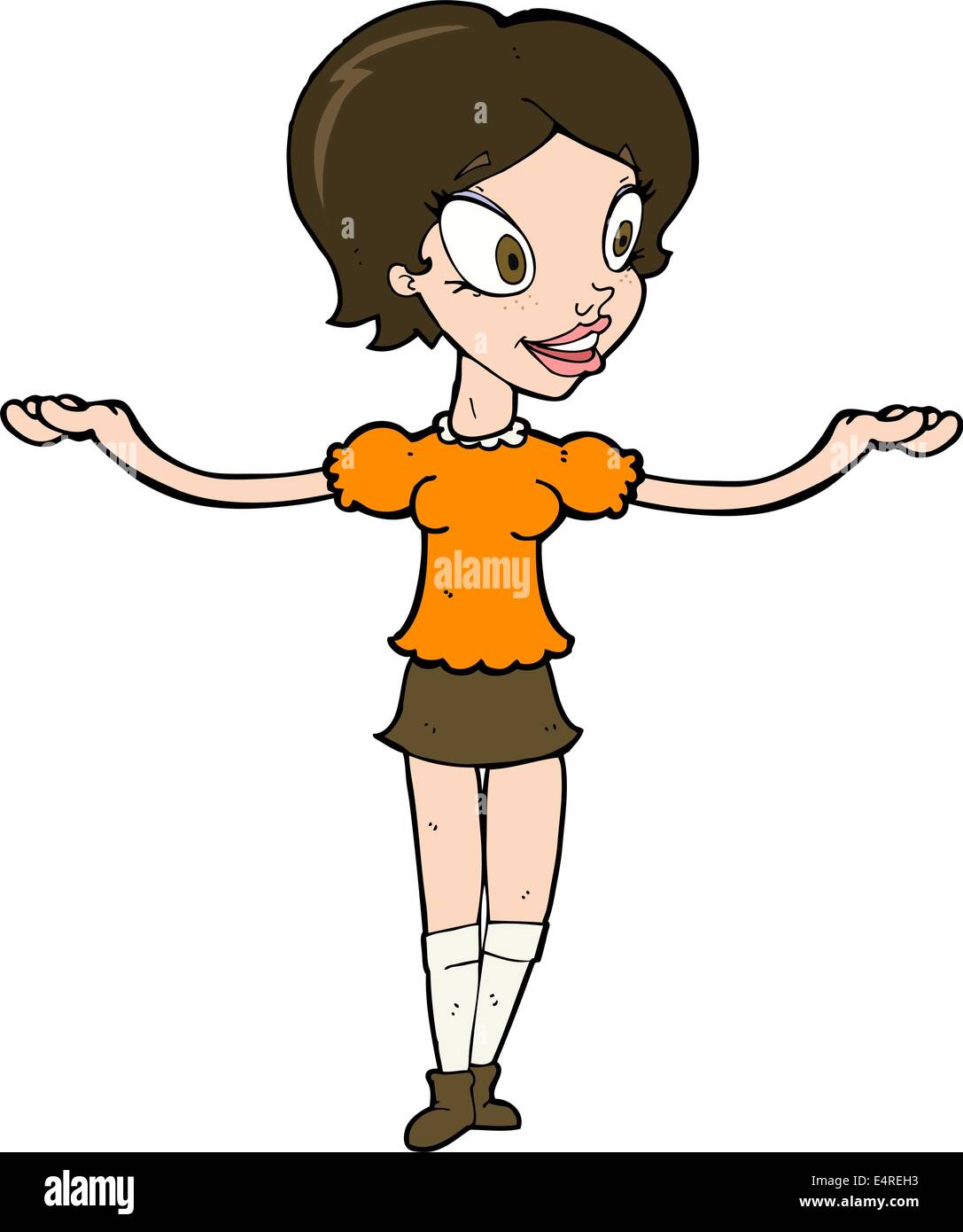 cartoon woman with arms spread wide Stock Vector Image & Art - Alamy