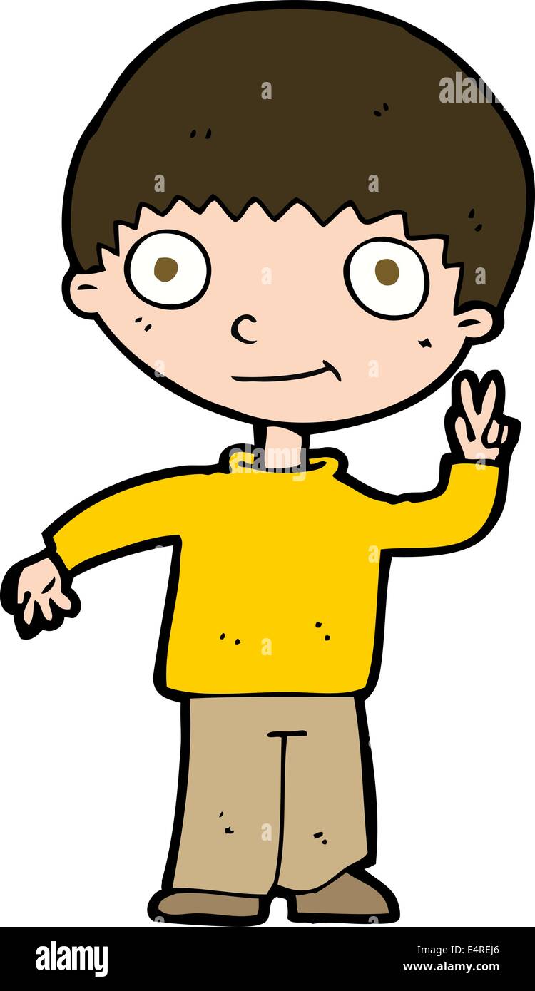 cartoon boy giving peace sign Stock Vector Image & Art - Alamy