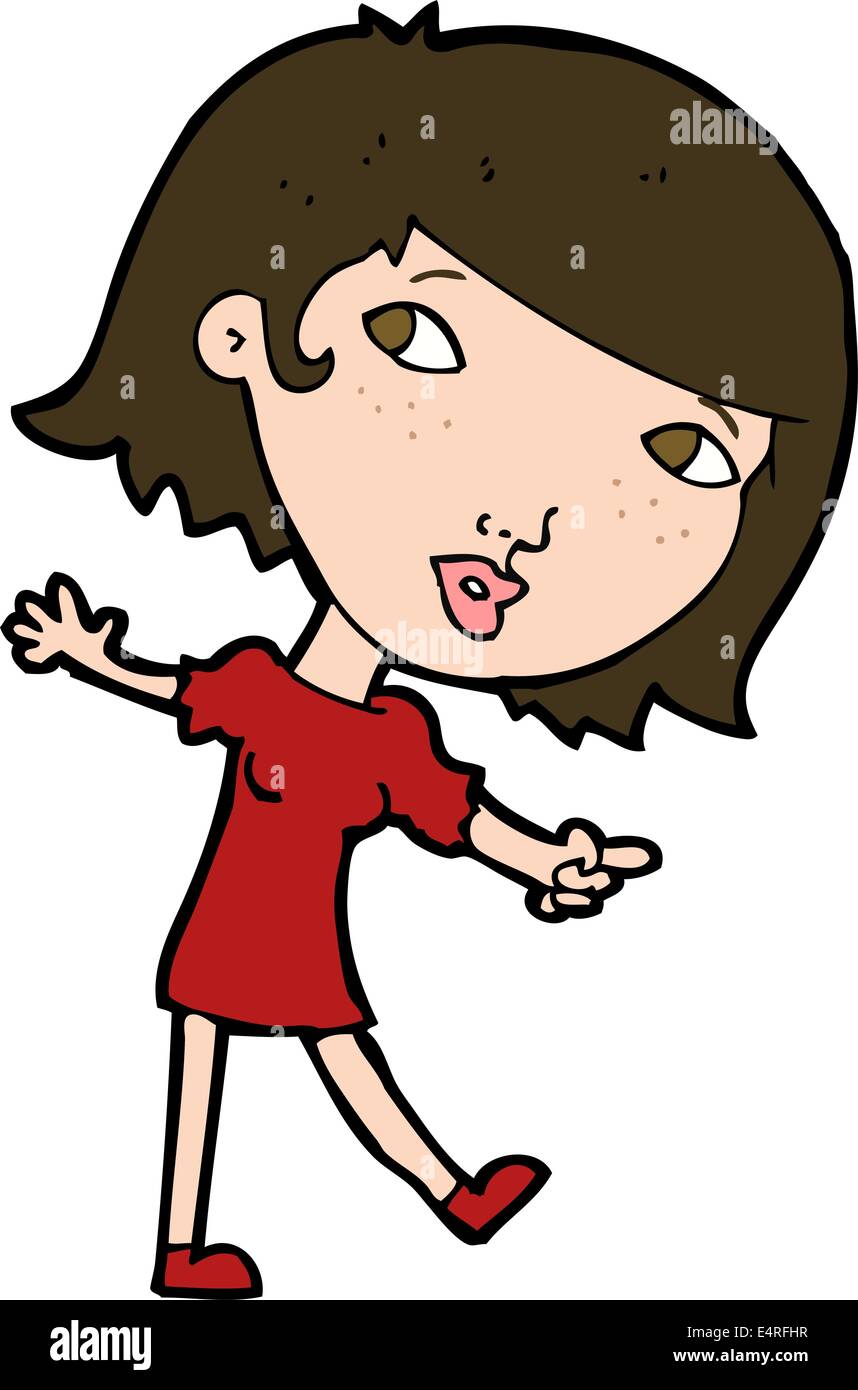 cartoon happy girl gesturing to follow Stock Vector Image & Art - Alamy