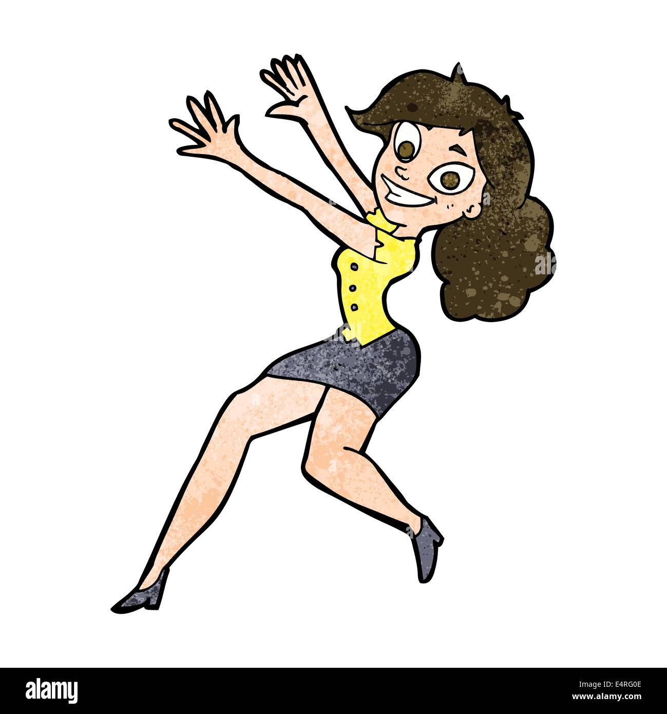 cartoon happy woman jumping Stock Vector Image & Art - Alamy
