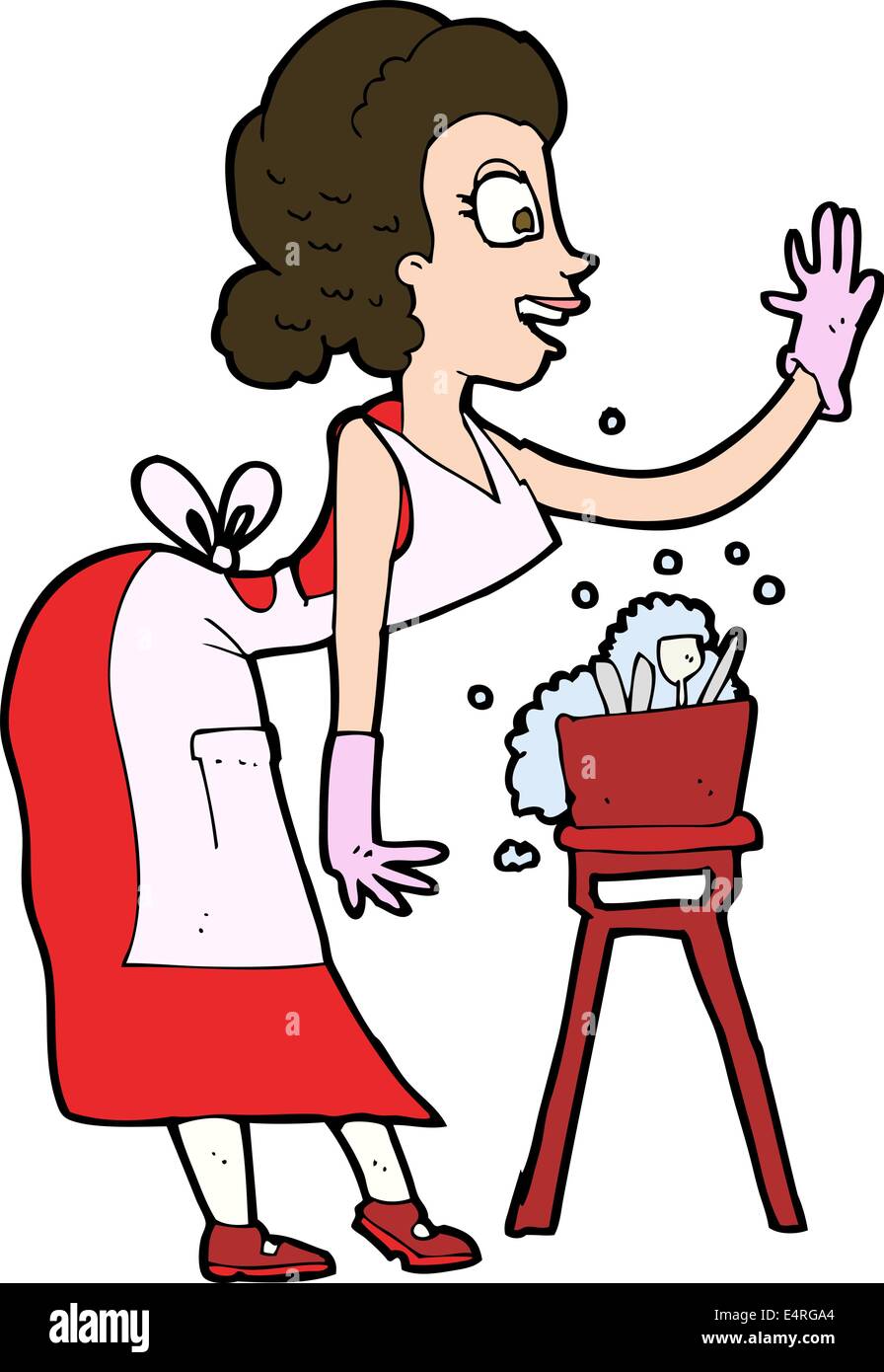 cartoon housewife washing up Stock Vector Image & Art - Alamy