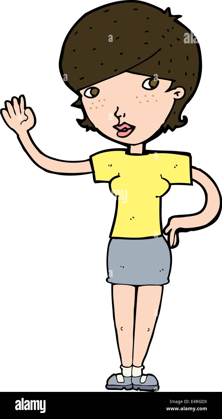 cartoon woman waving Stock Vector Image & Art - Alamy