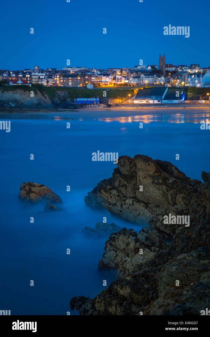 Twilight over Newquay, Cornwall, England Stock Photo - Alamy