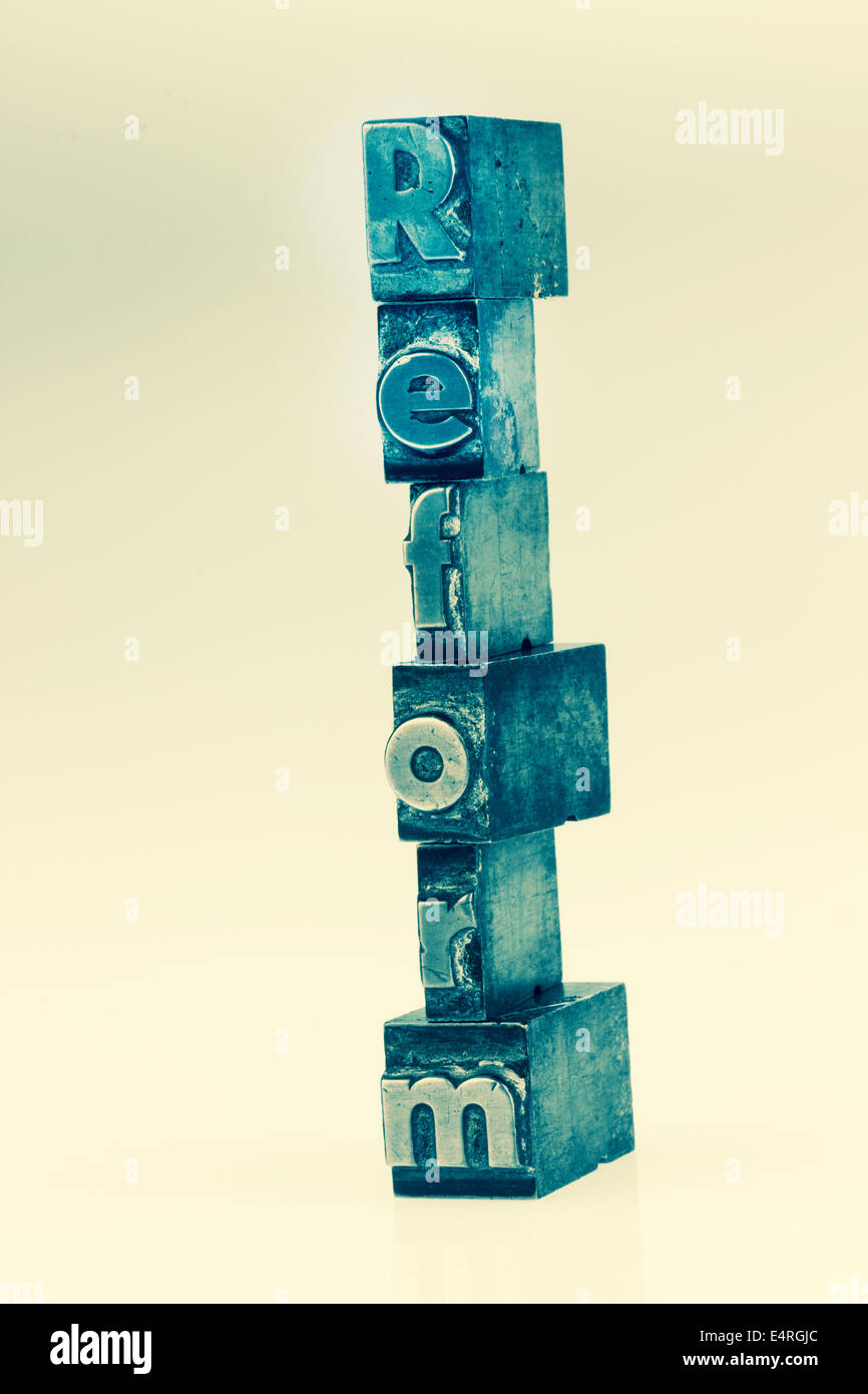 "The word ""Reform"" in letters of lead written. Symbolic photo for ...