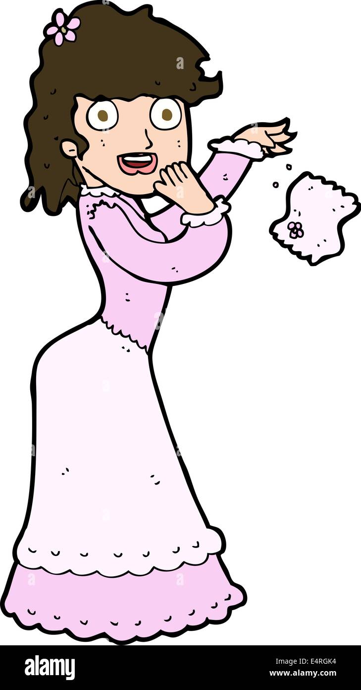 cartoon victorian woman dropping handkerchief Stock Vector Image & Art ...