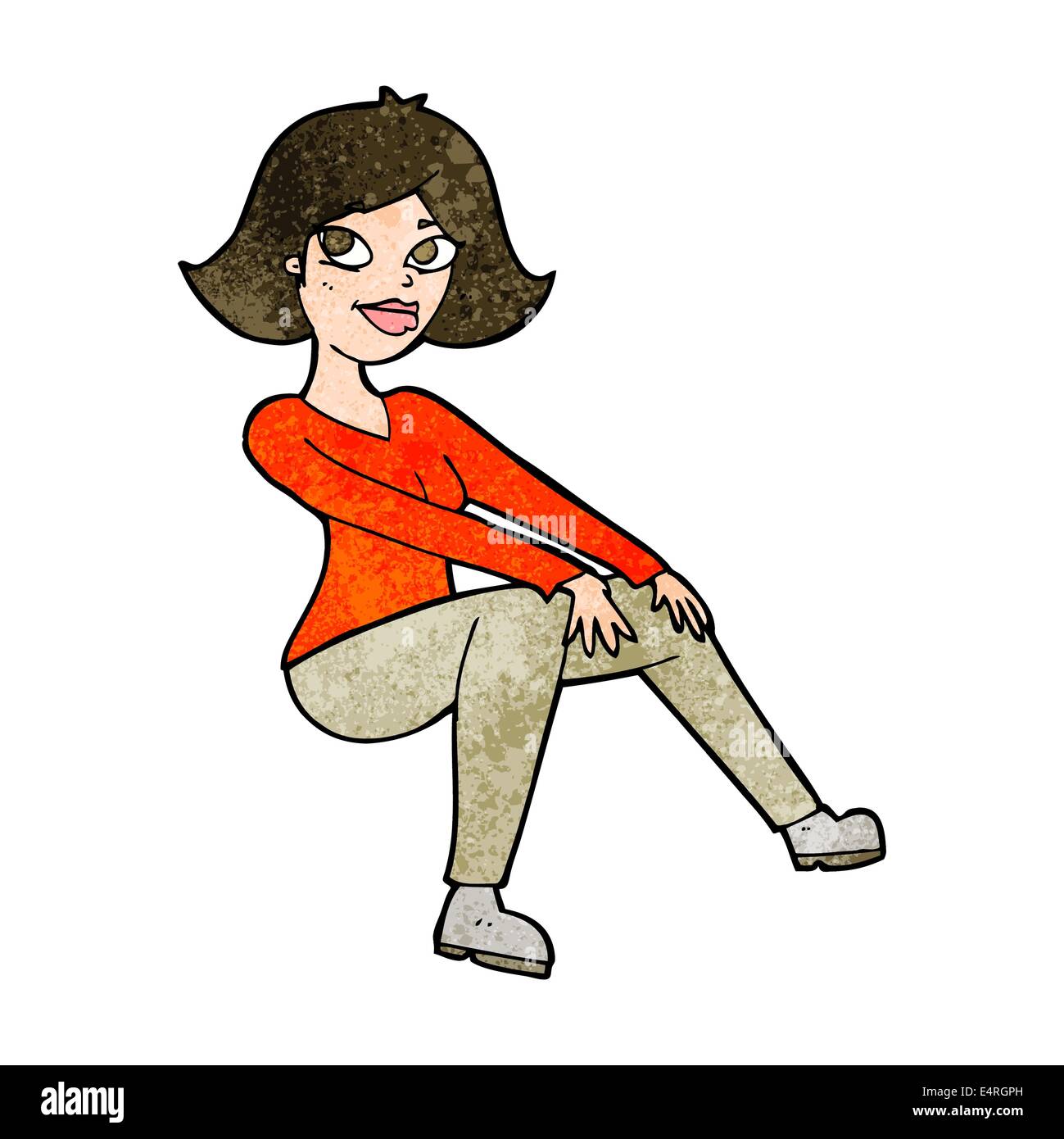 cartoon happy woman sitting Stock Vector Image & Art - Alamy