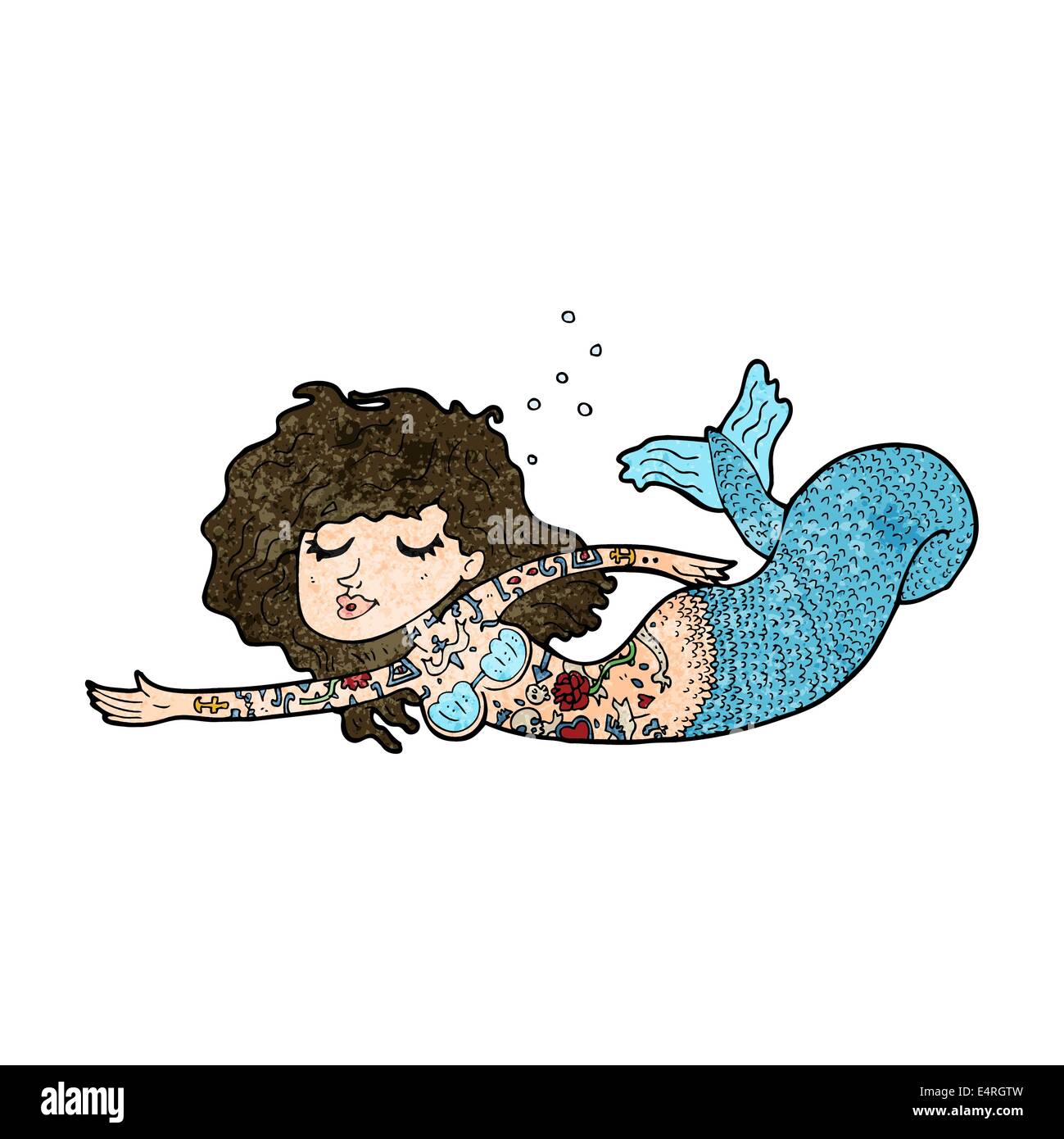 cartoon mermaid covered in tattoos Stock Vector Image & Art - Alamy