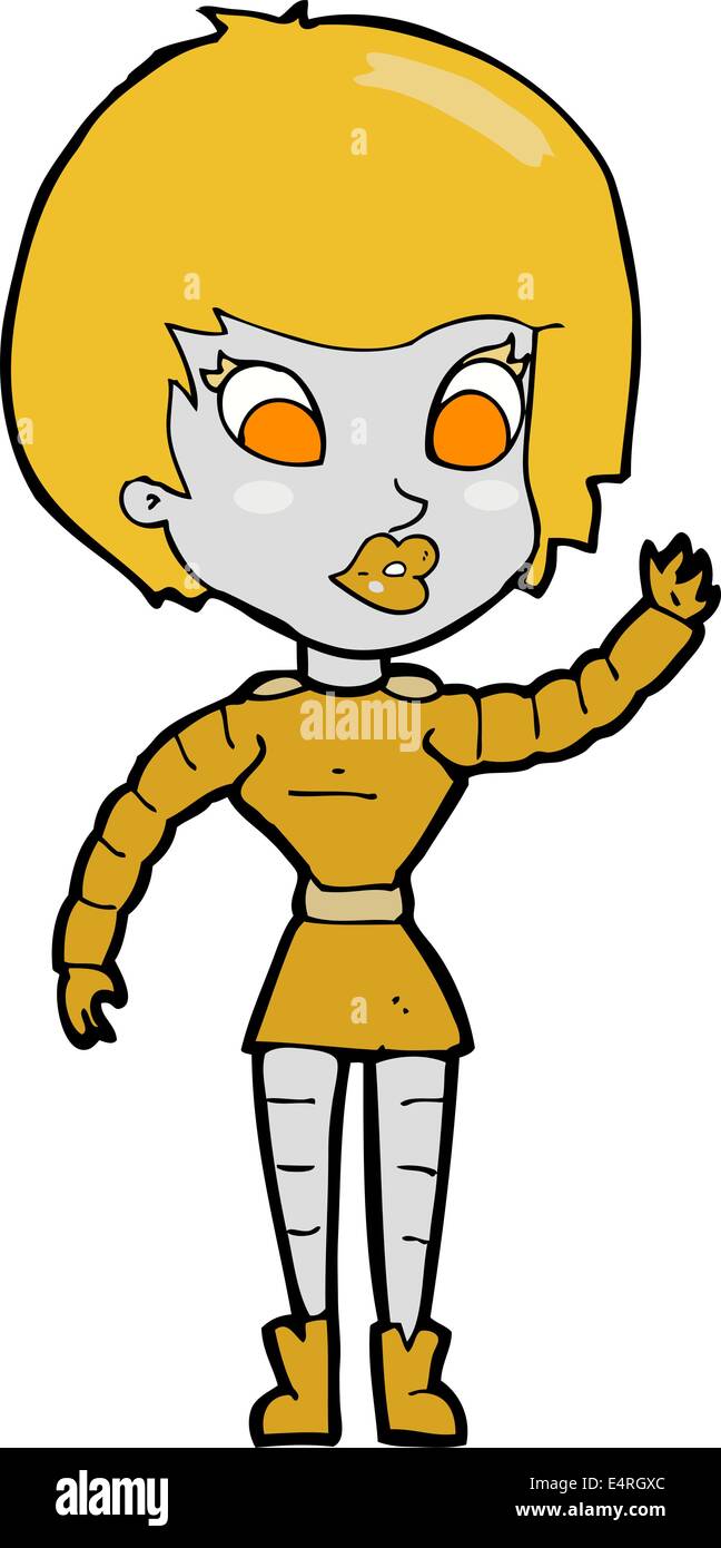 cartoon robot woman waving Stock Vector Image & Art - Alamy
