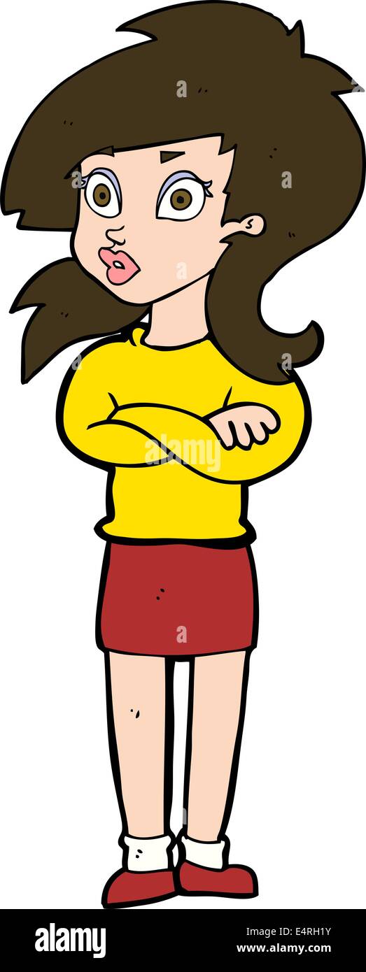 cartoon woman with folded arms Stock Vector Image & Art - Alamy