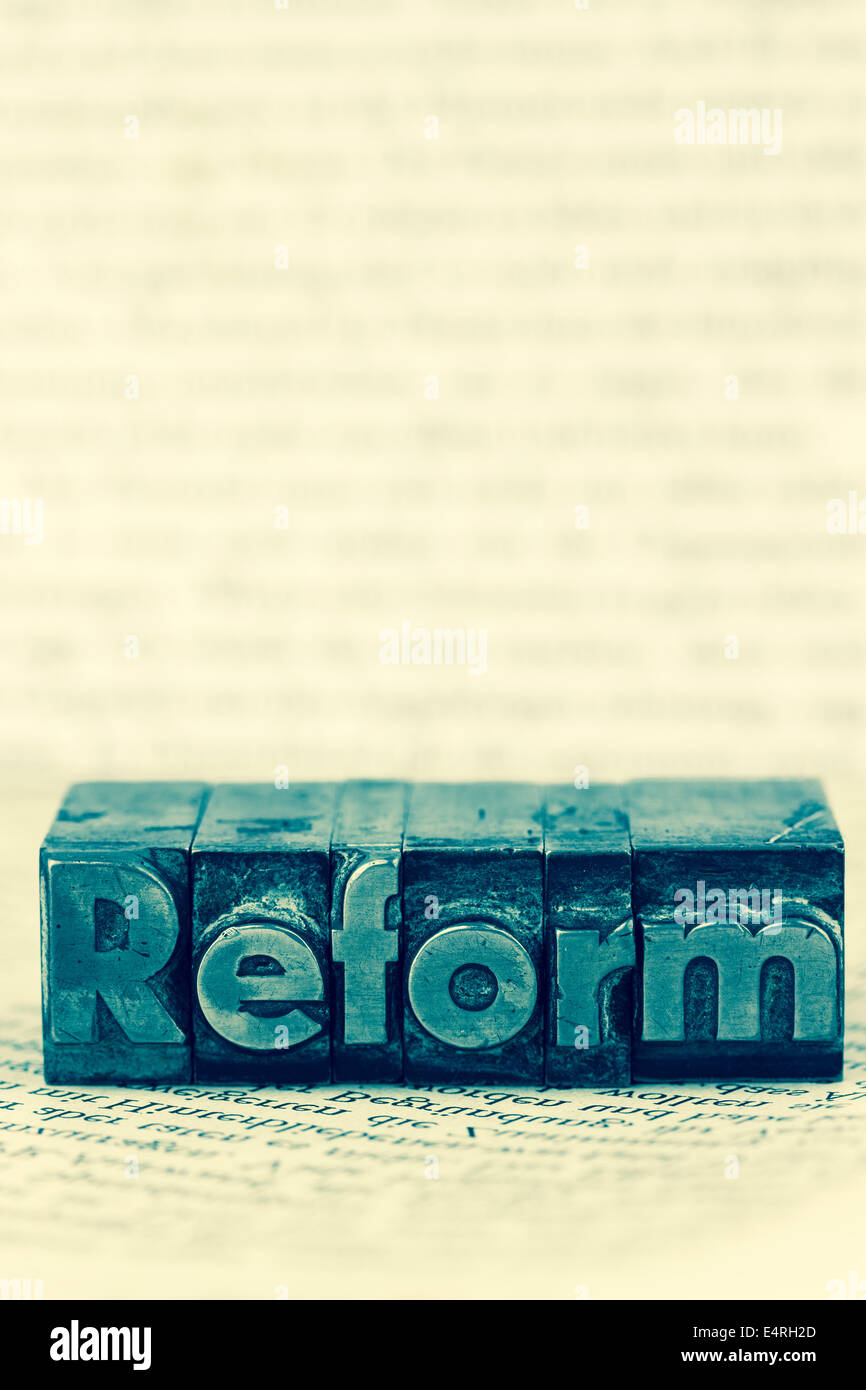 "The word ""Reform"" in letters of lead written. Symbolic photo for ...