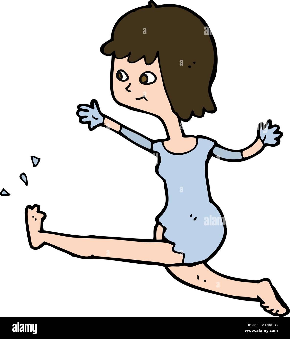 cartoon happy woman kicking Stock Vector Image & Art - Alamy