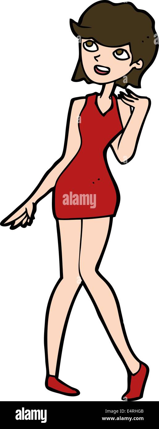 cartoon woman in cocktail dress Stock Vector Image & Art - Alamy