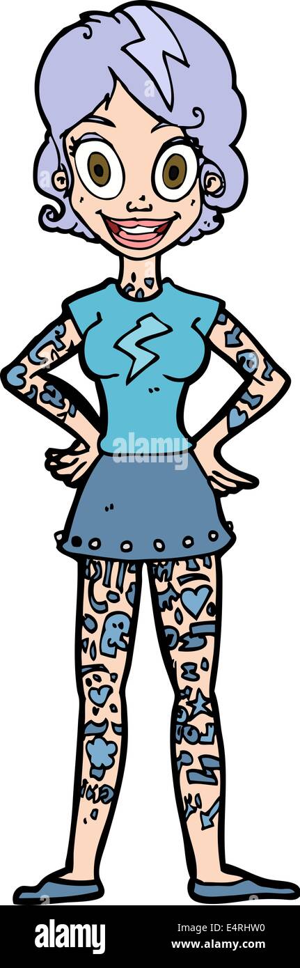 cartoon woman with heavy tattoos Stock Vector Image & Art - Alamy