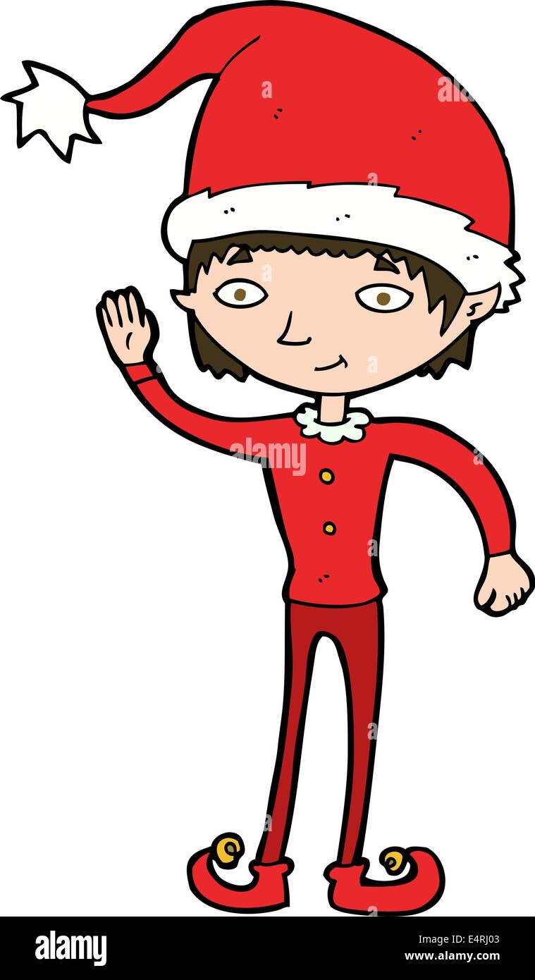 cartoon waving christmas elf Stock Vector Image & Art - Alamy