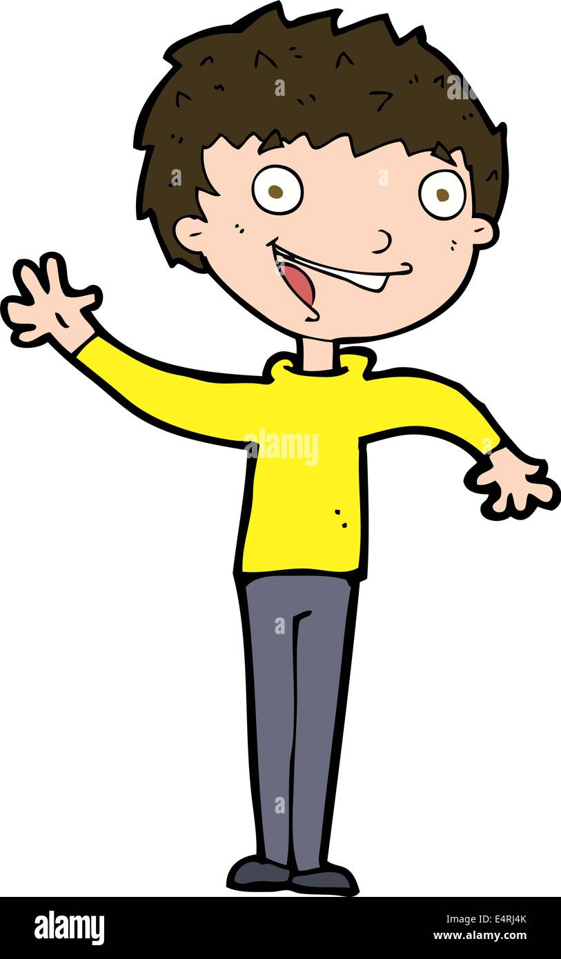 cartoon happy boy waving Stock Vector Image & Art - Alamy