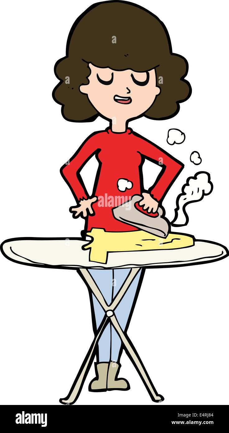 cartoon woman ironing Stock Vector Image & Art - Alamy