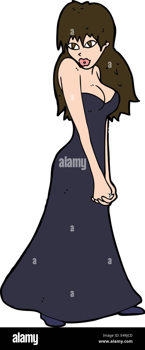 cartoon pretty woman in dress Stock Vector Image & Art - Alamy