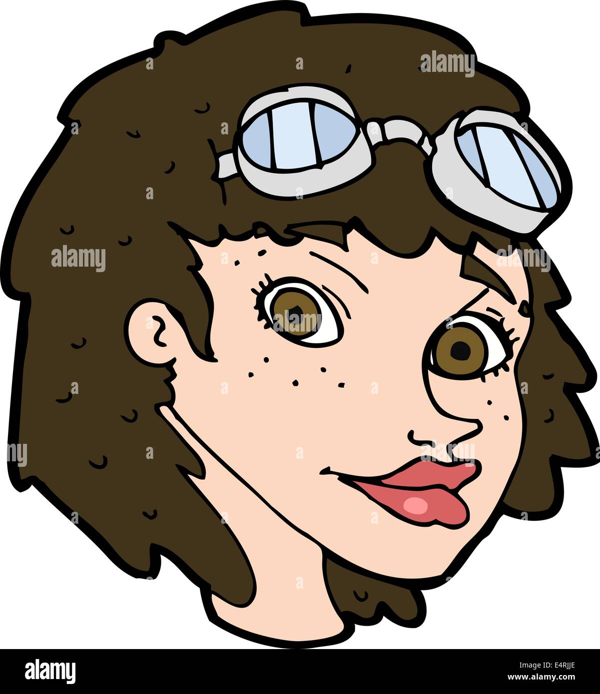 cartoon happy woman wearing aviator goggles Stock Vector Image & Art ...