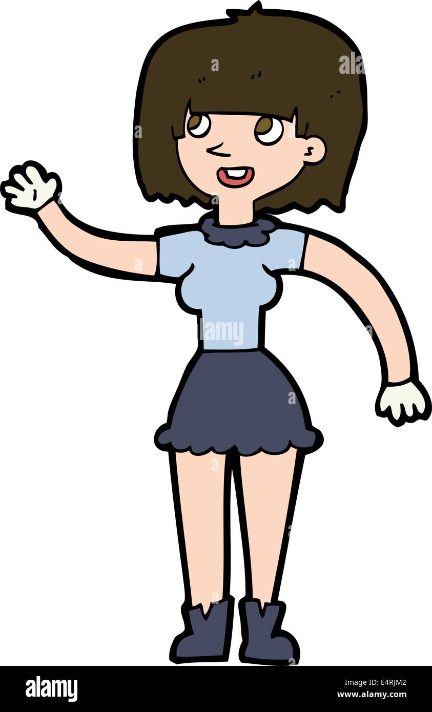 cartoon girl waving Stock Vector Image & Art - Alamy