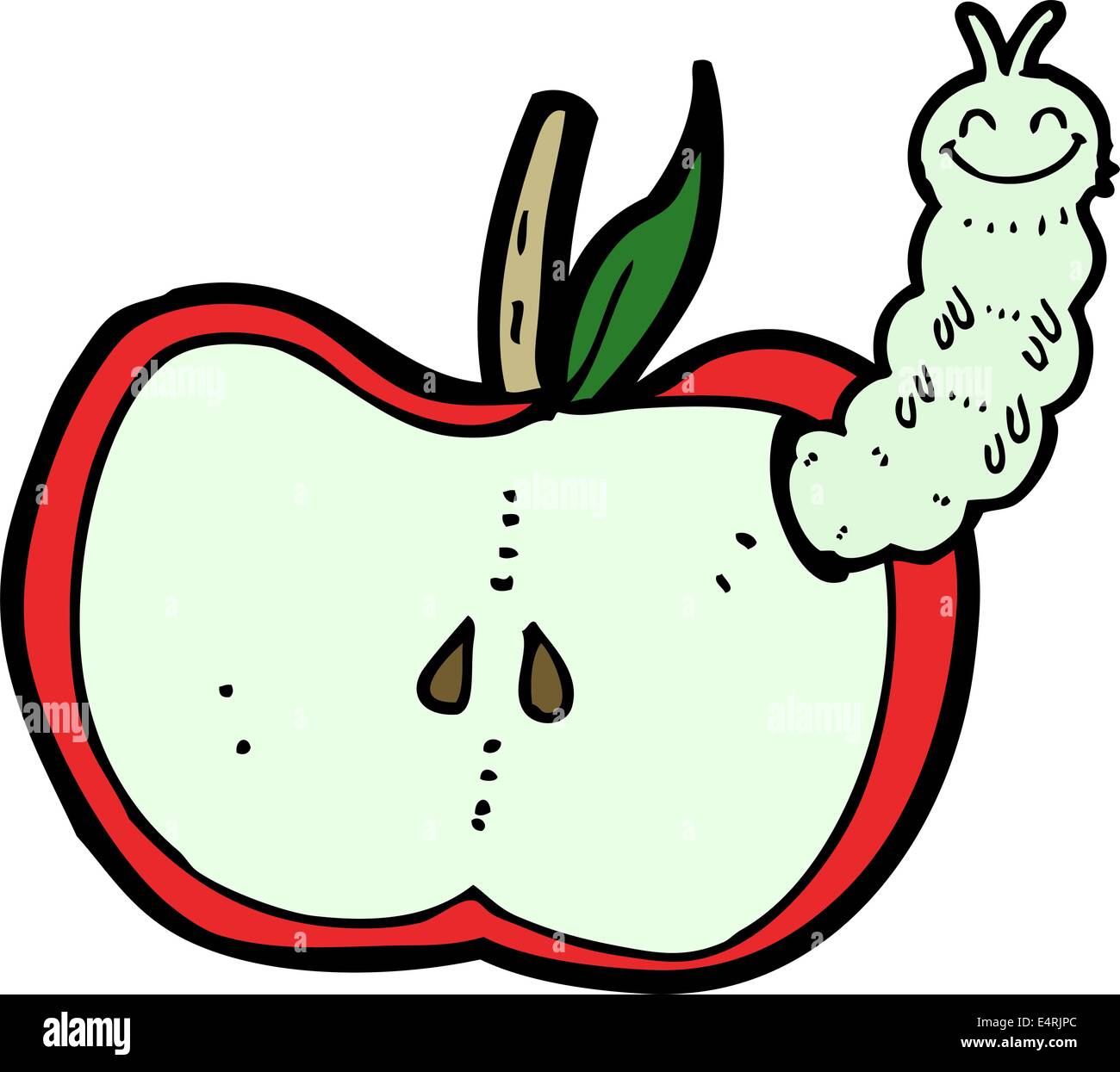 cartoon apple with bug Stock Vector Image & Art - Alamy
