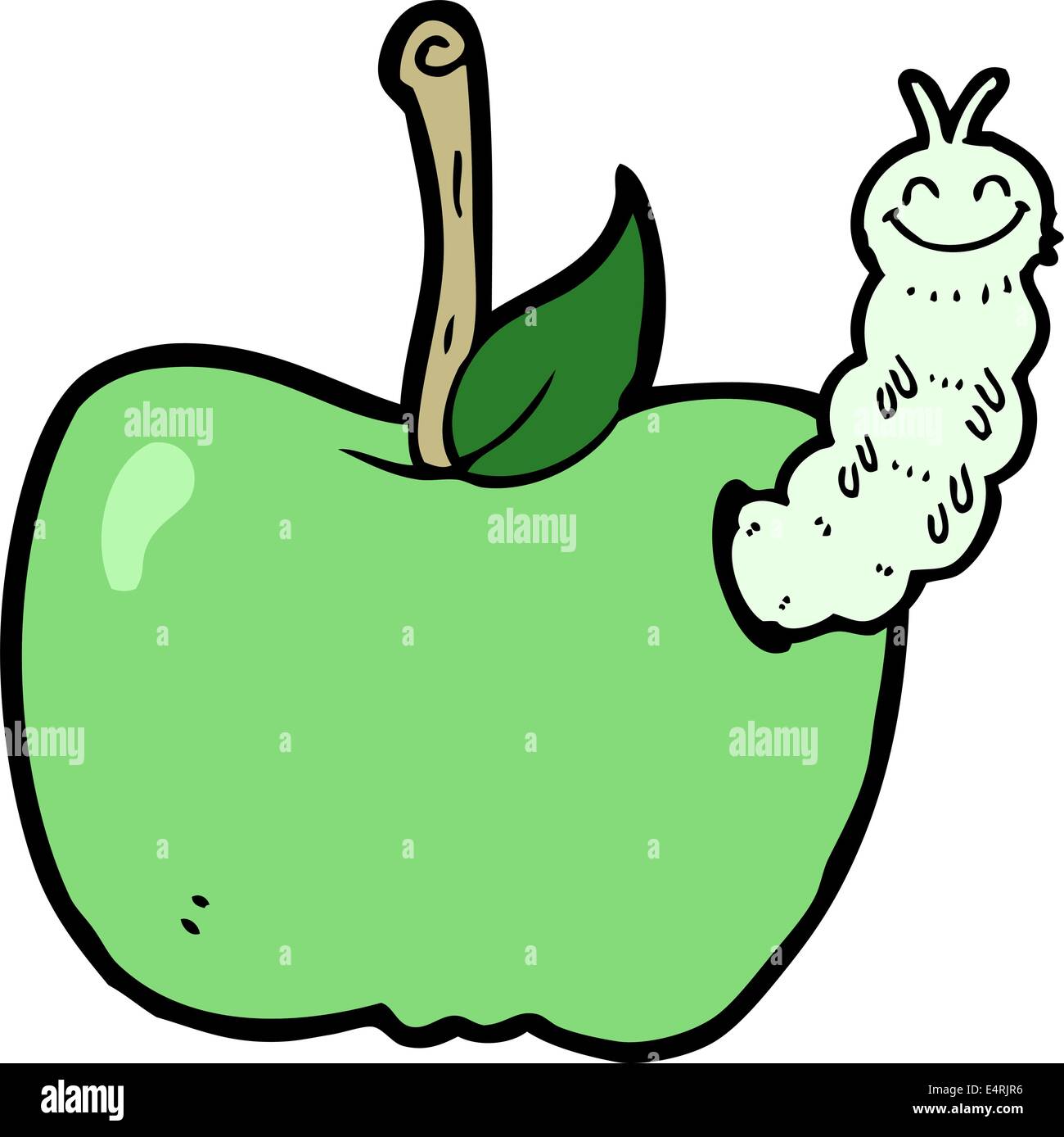 cartoon apple with bug Stock Vector Image & Art - Alamy