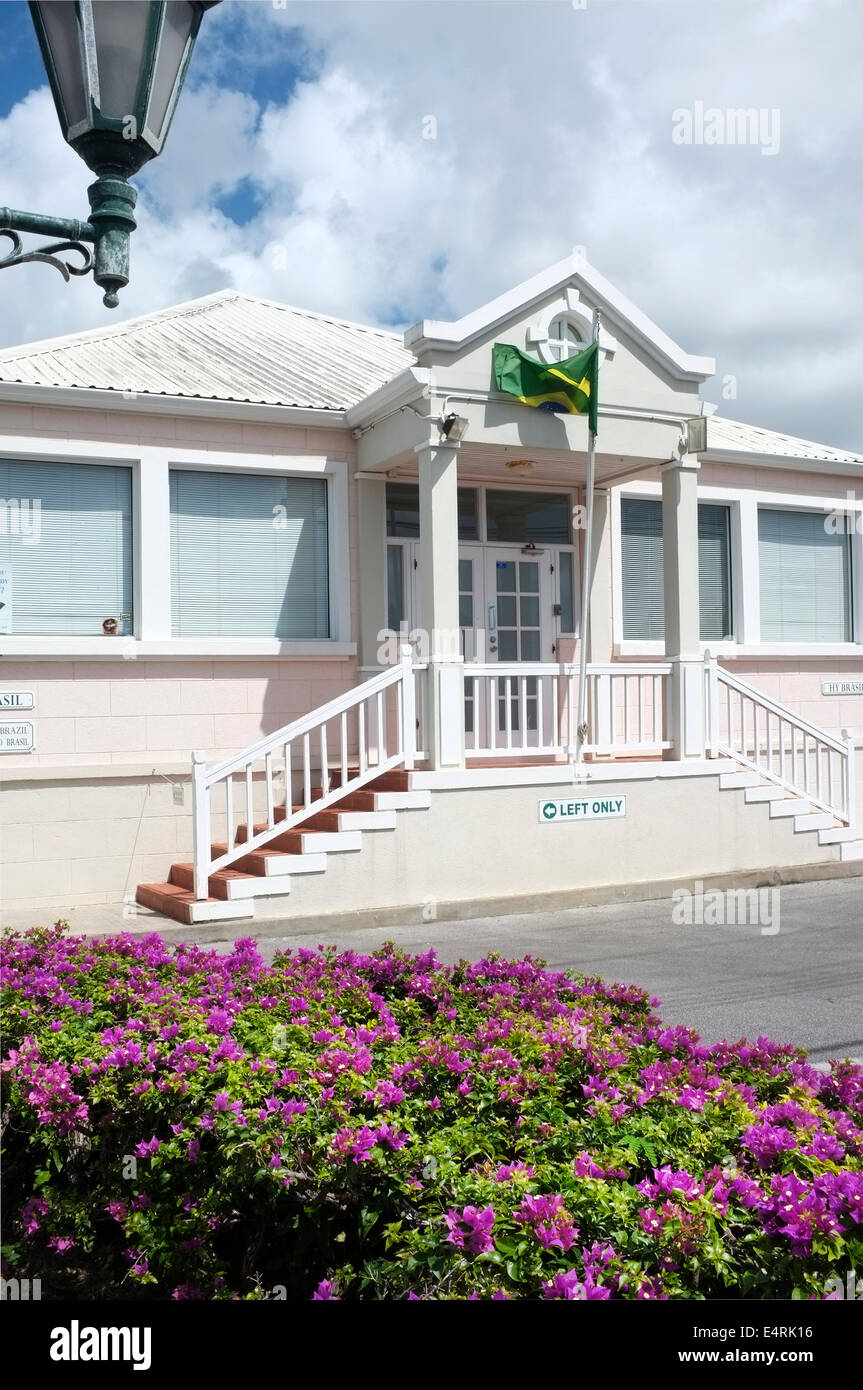 Brazilian Embassy at Hastings, Barbados, West Indies Stock Photo - Alamy
