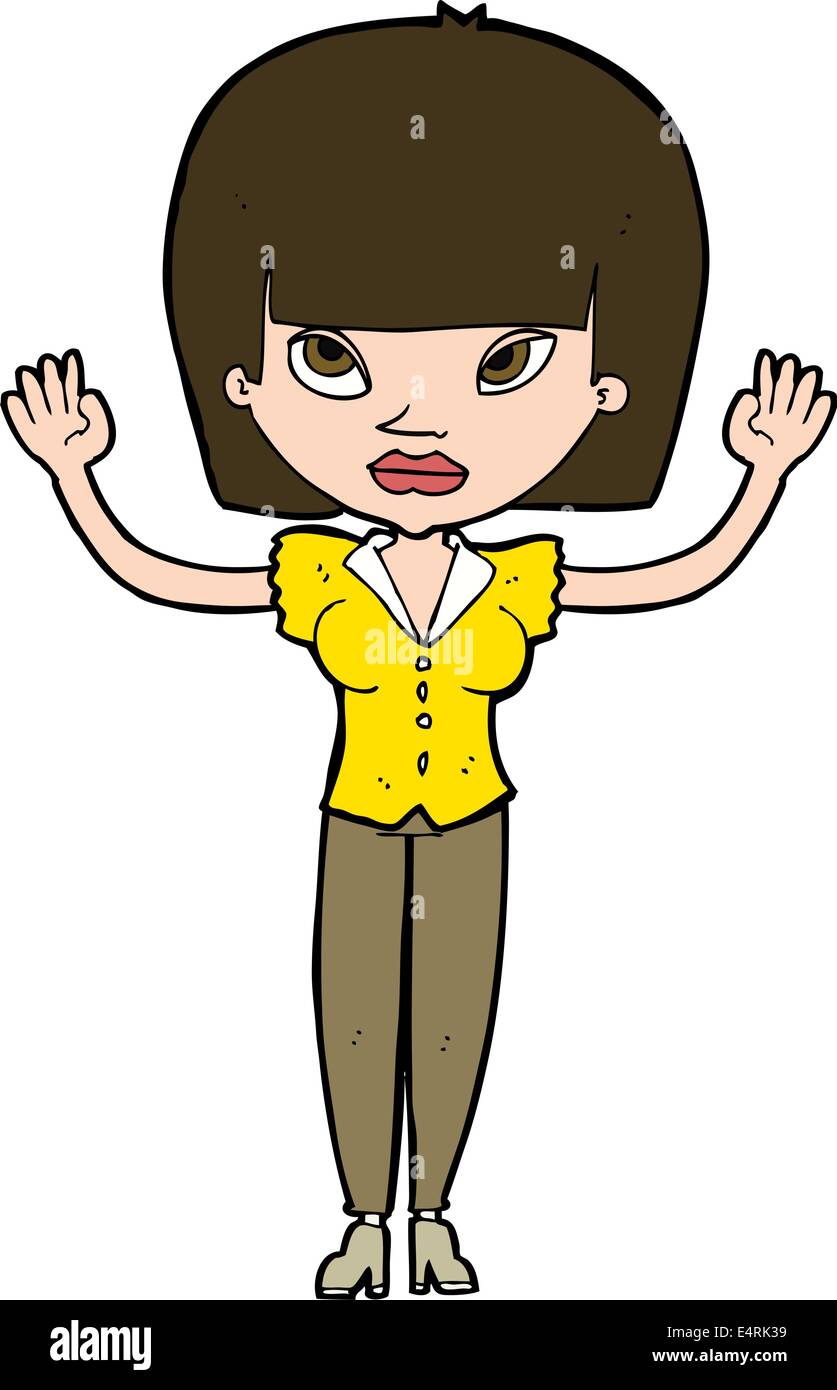 cartoon woman with raised hands Stock Vector Image & Art - Alamy