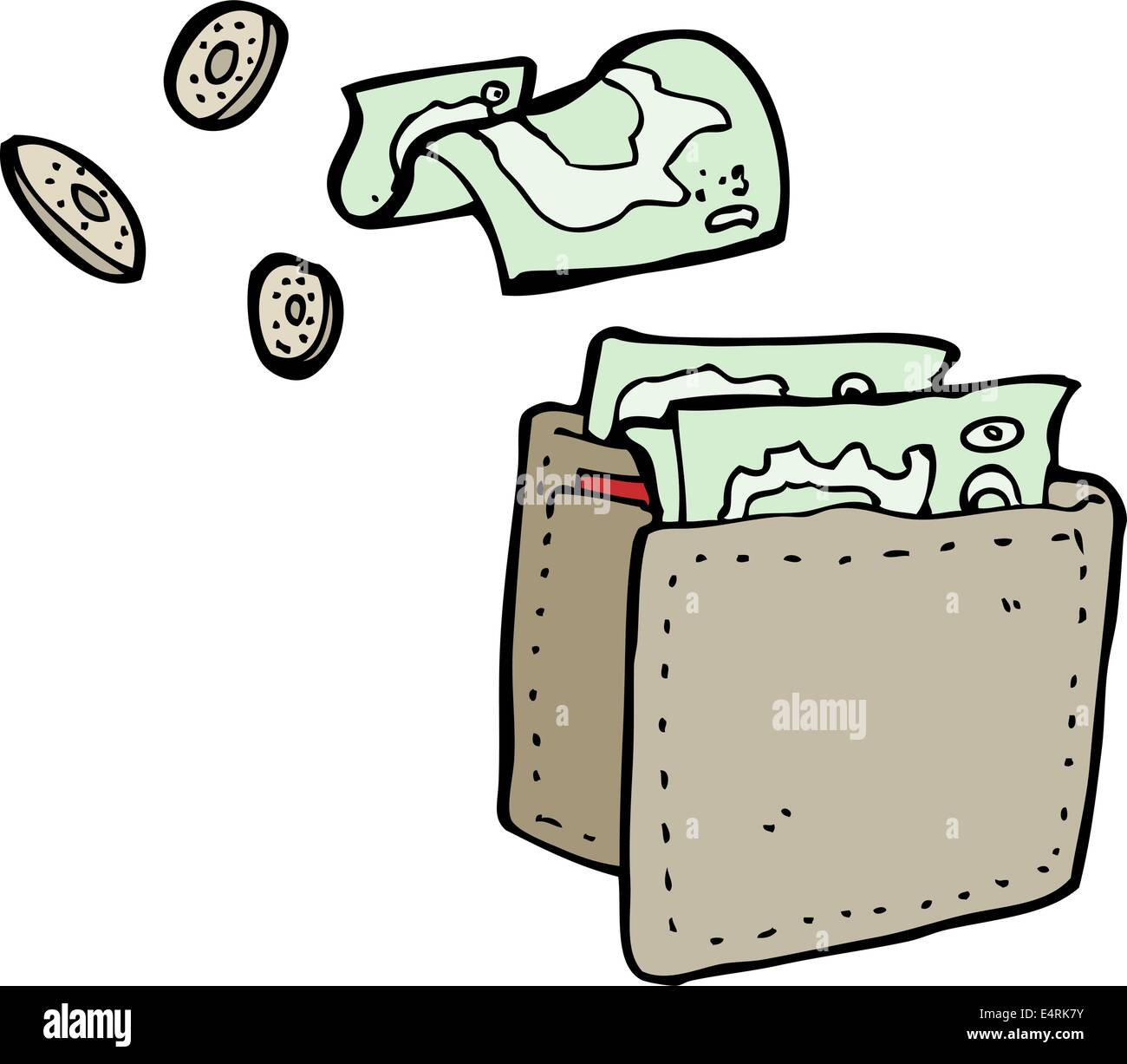 cartoon wallet spilling money Stock Vector Image & Art - Alamy