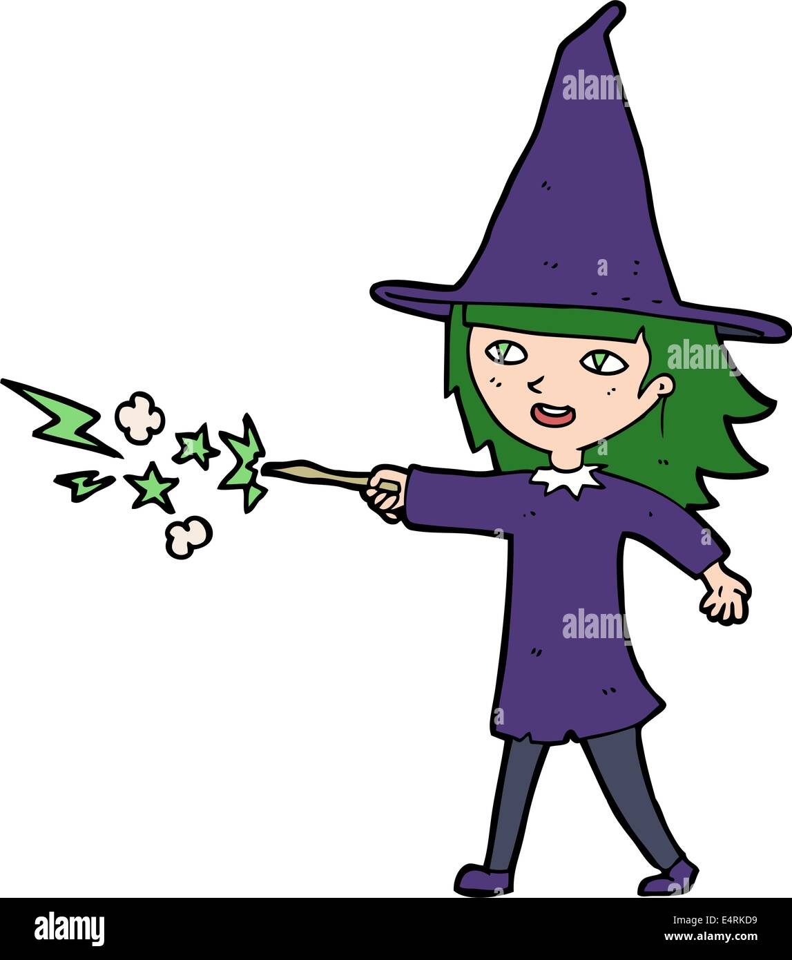 cartoon witch girl casting spell Stock Vector Image & Art - Alamy