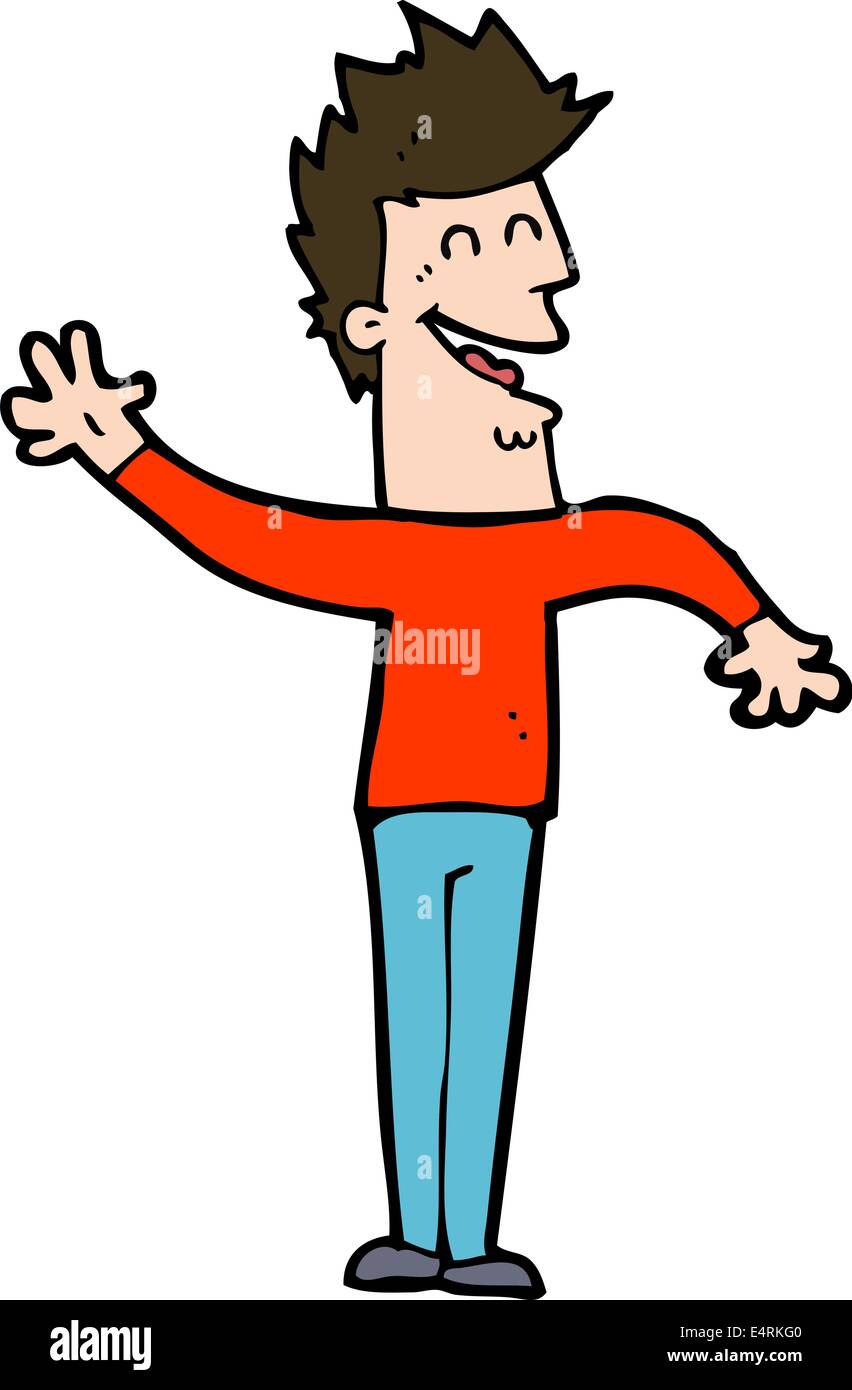 cartoon happy man waving Stock Vector Image & Art - Alamy