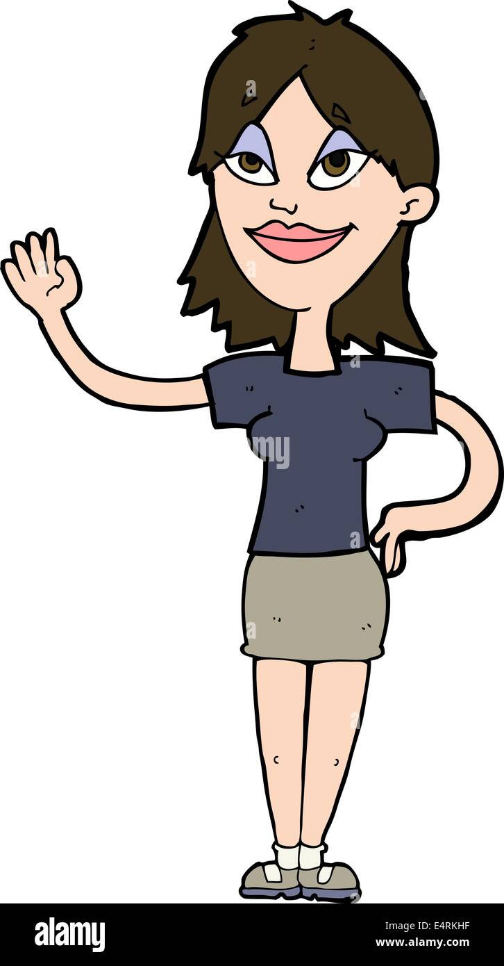 cartoon woman waving Stock Vector Image & Art - Alamy