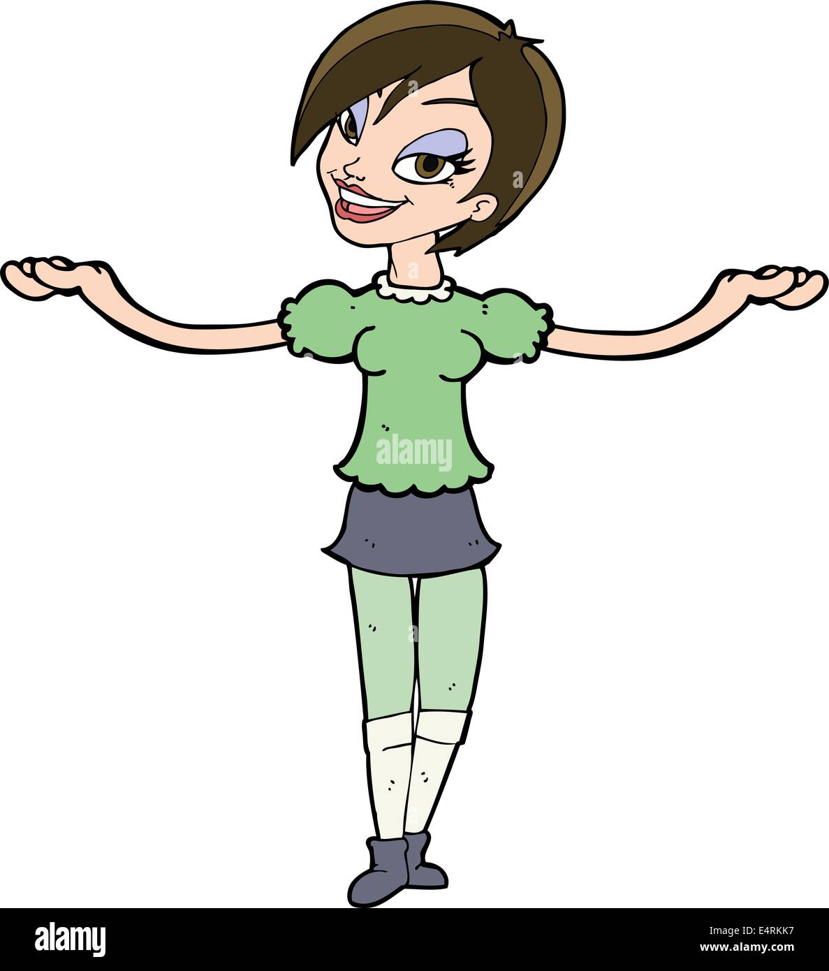 cartoon woman making open arm gesture Stock Vector Image & Art - Alamy
