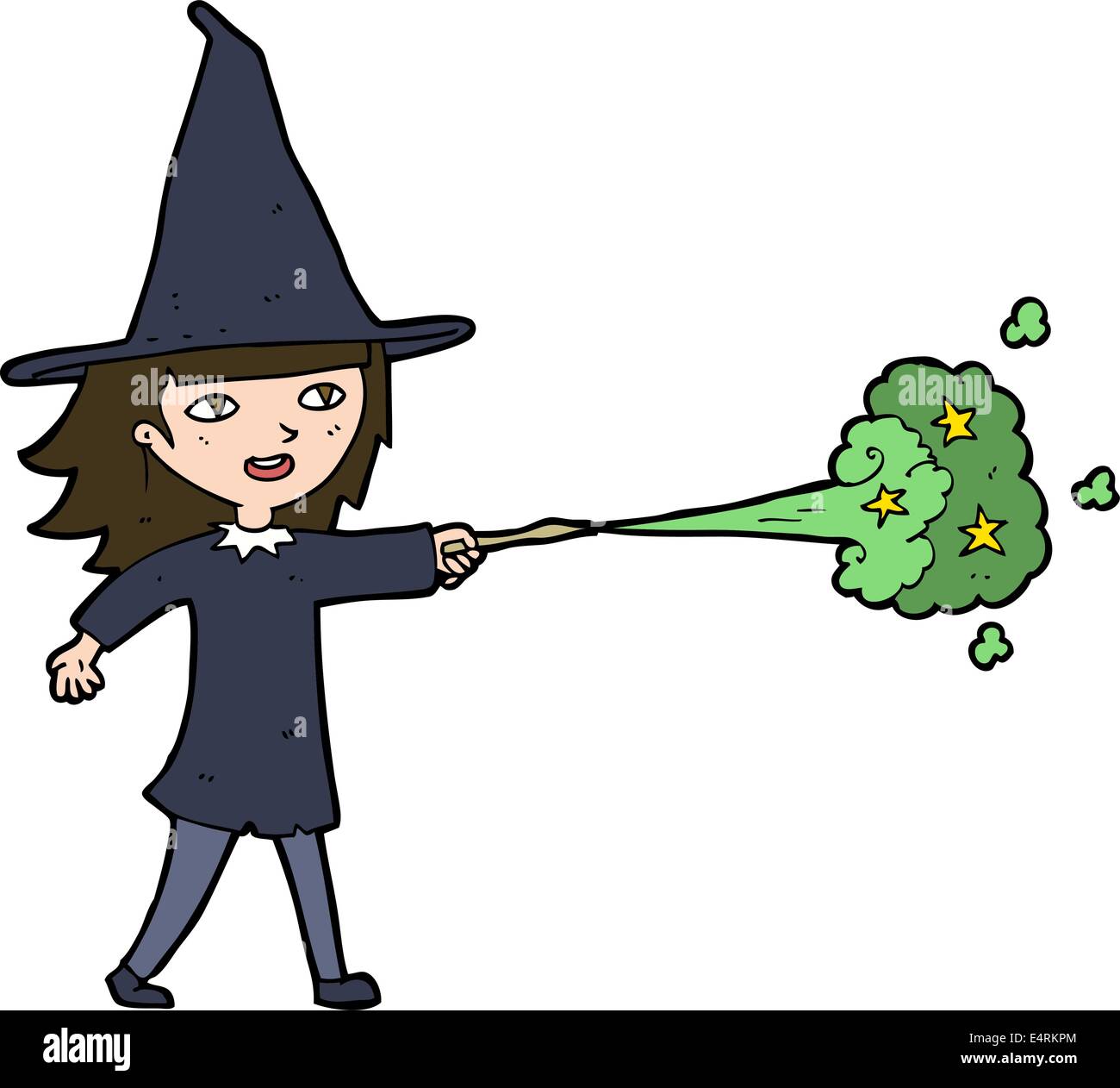 cartoon witch girl casting spell Stock Vector Image & Art - Alamy
