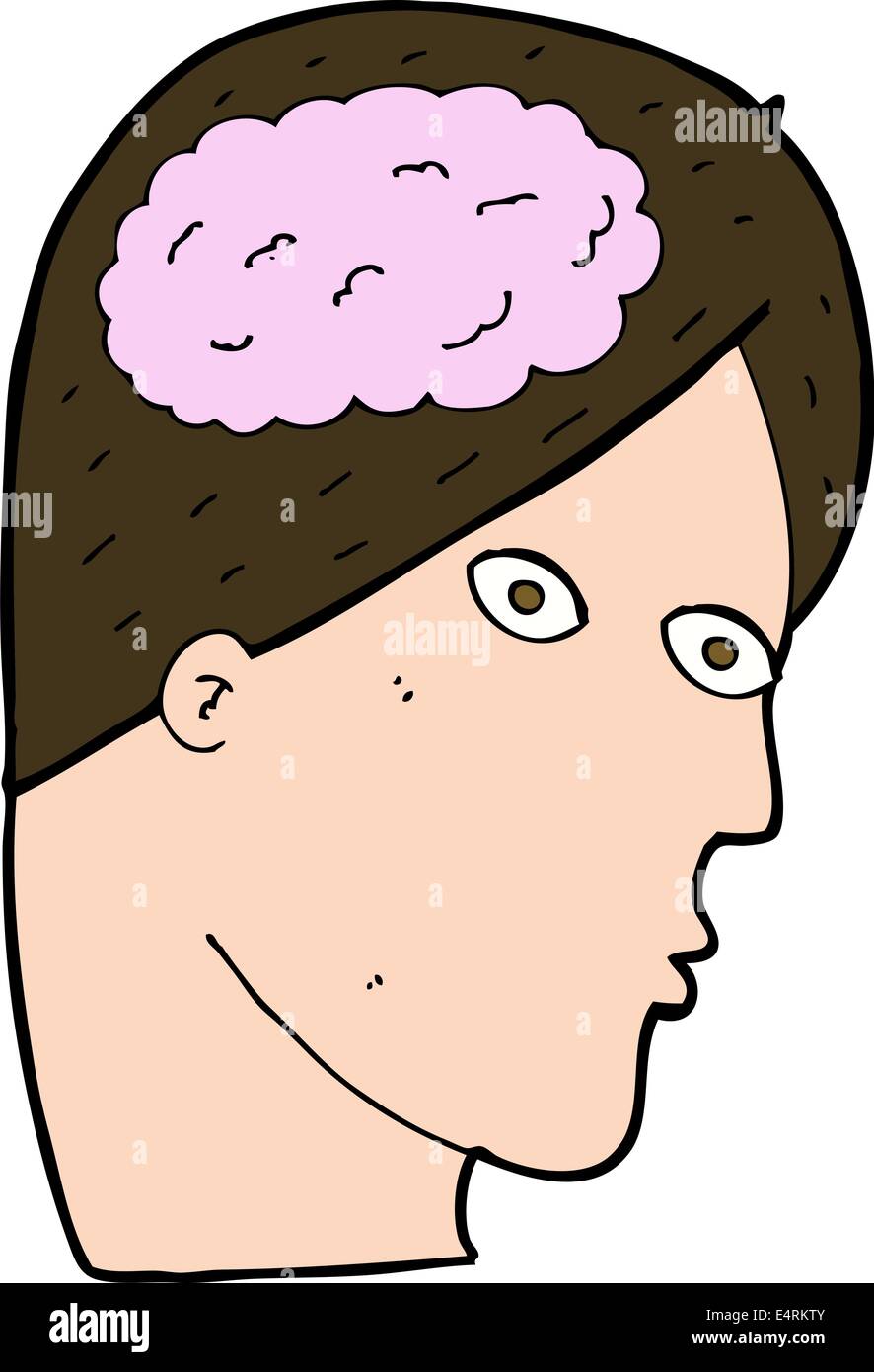 cartoon head with brain symbol Stock Vector Image & Art - Alamy